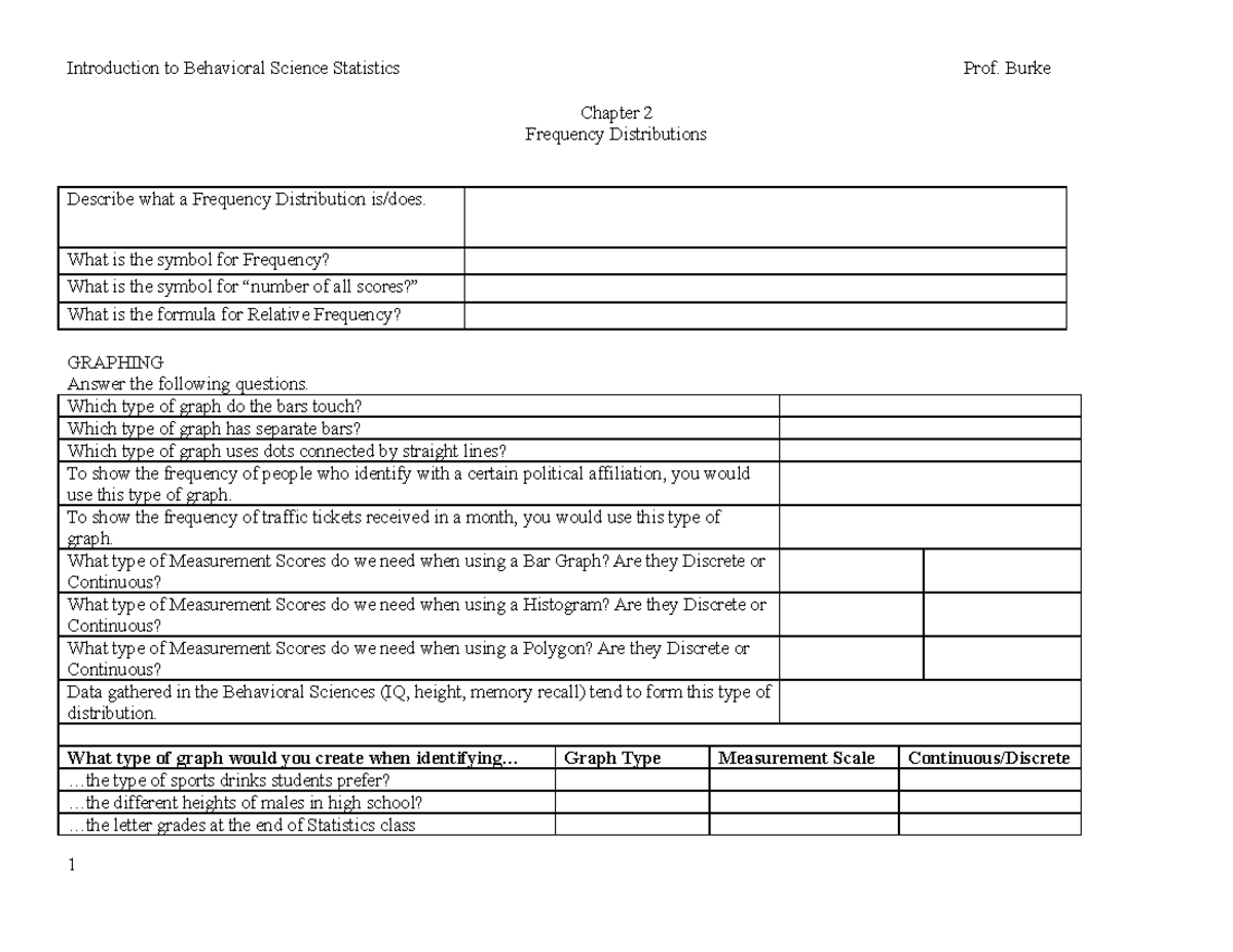 Ch 2 Worksheets - notes - Chapter 2 Frequency Distributions Describe ...