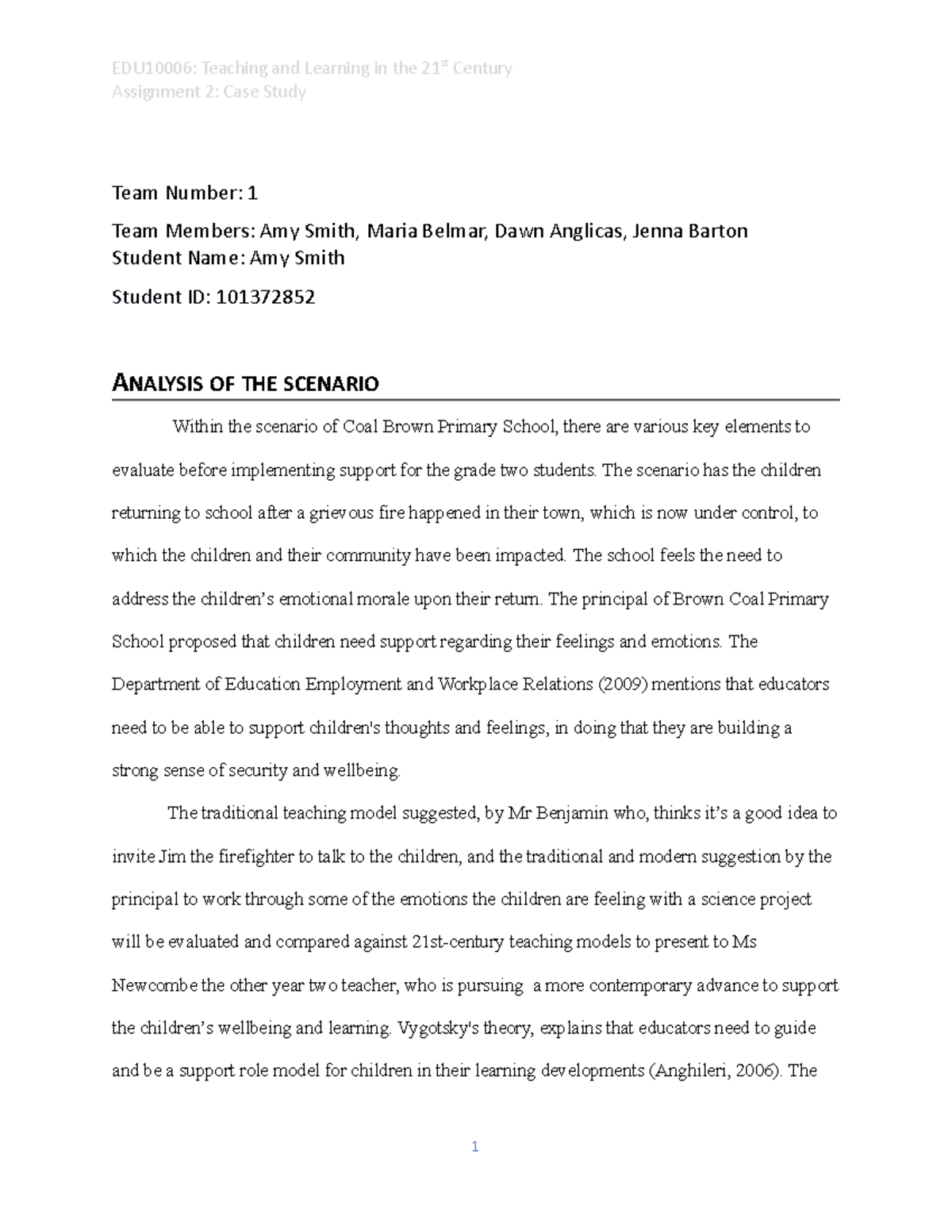 Coal Brown Primary - Case study - Assignment 2: Case Study Team Number ...