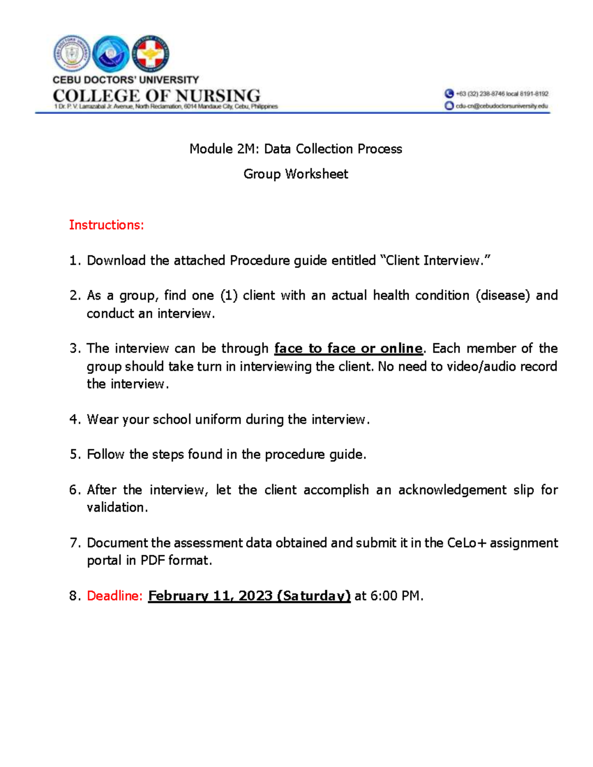 Module 2M Group Worksheet - Module 2M: Data Collection Process Group Worksheet Instructions ...