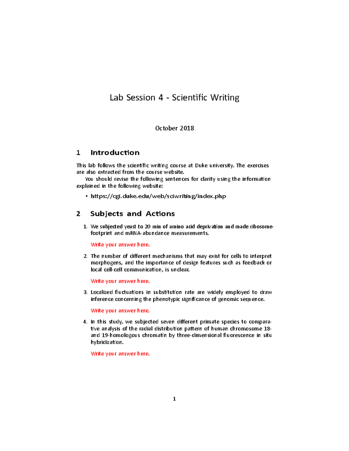LAB4 - ....... - 1 Lab Session 4 - Scientific Writing October 2018 1 ...