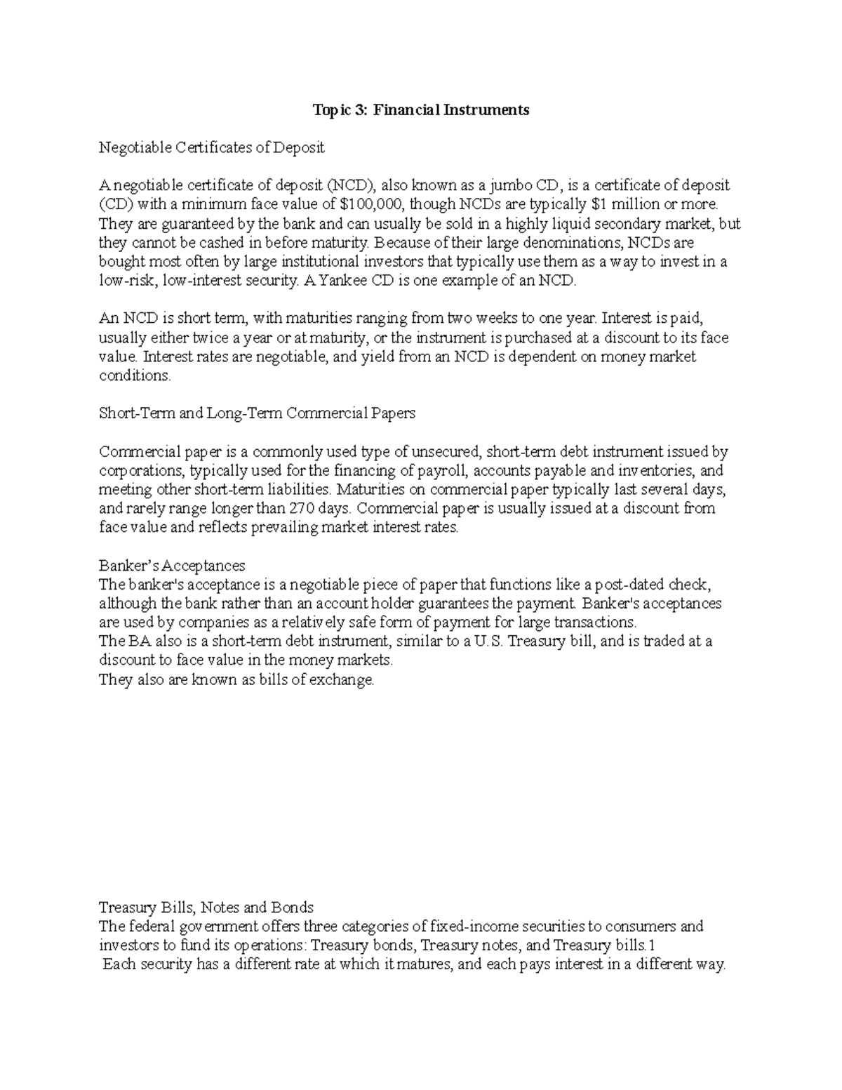 Topic 3 Financial Instruments - Topic 3: Financial Instruments ...