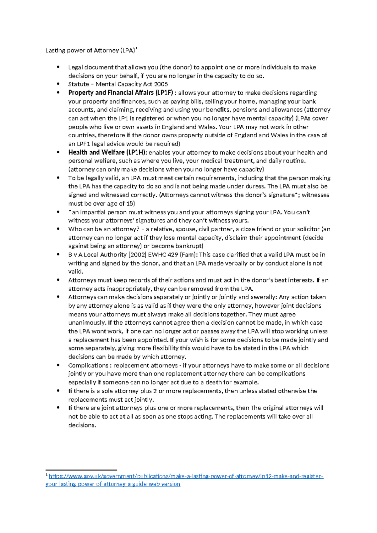 LPA's - Lasting power of Attorney (LPA) 1 Legal document that allows ...