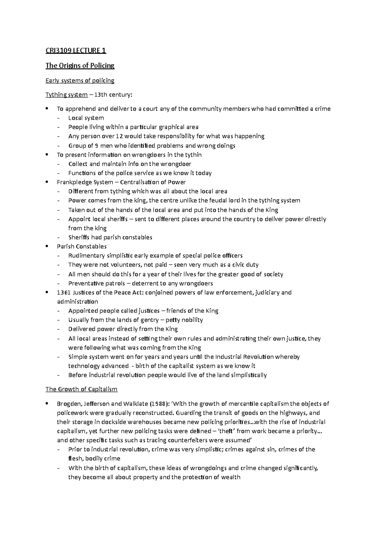 CRI3109 Lecture 1 - Clare Kinsella - CRI3109 - EdgeHill - Studocu