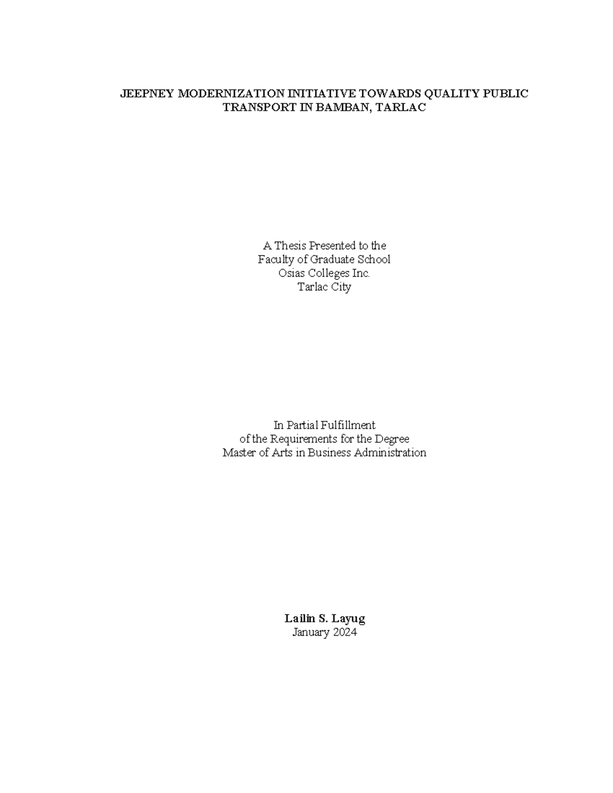 Final- Papers Revised - JEEPNEY MODERNIZATION INITIATIVE TOWARDS ...