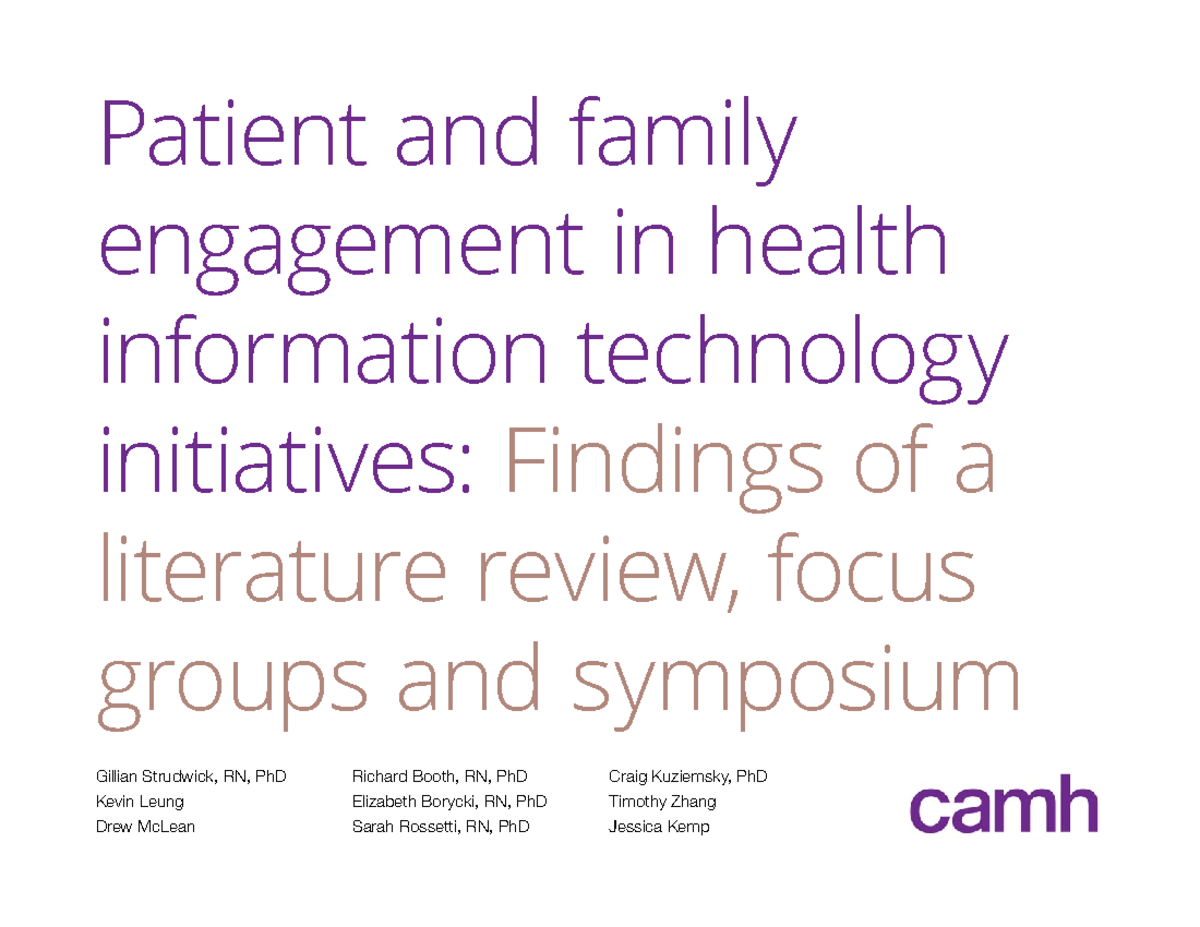 Patient Engagement-Report - Patient and family engagement in health ...