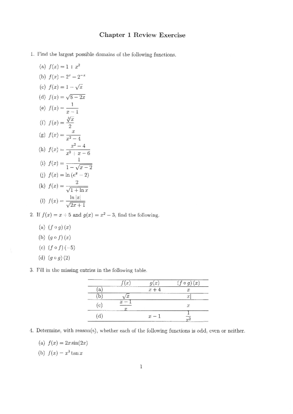 CCN1045 Tutorial exercise 1 ans - Basic Mathematics II – Calculus and Linear algebra - Studocu
