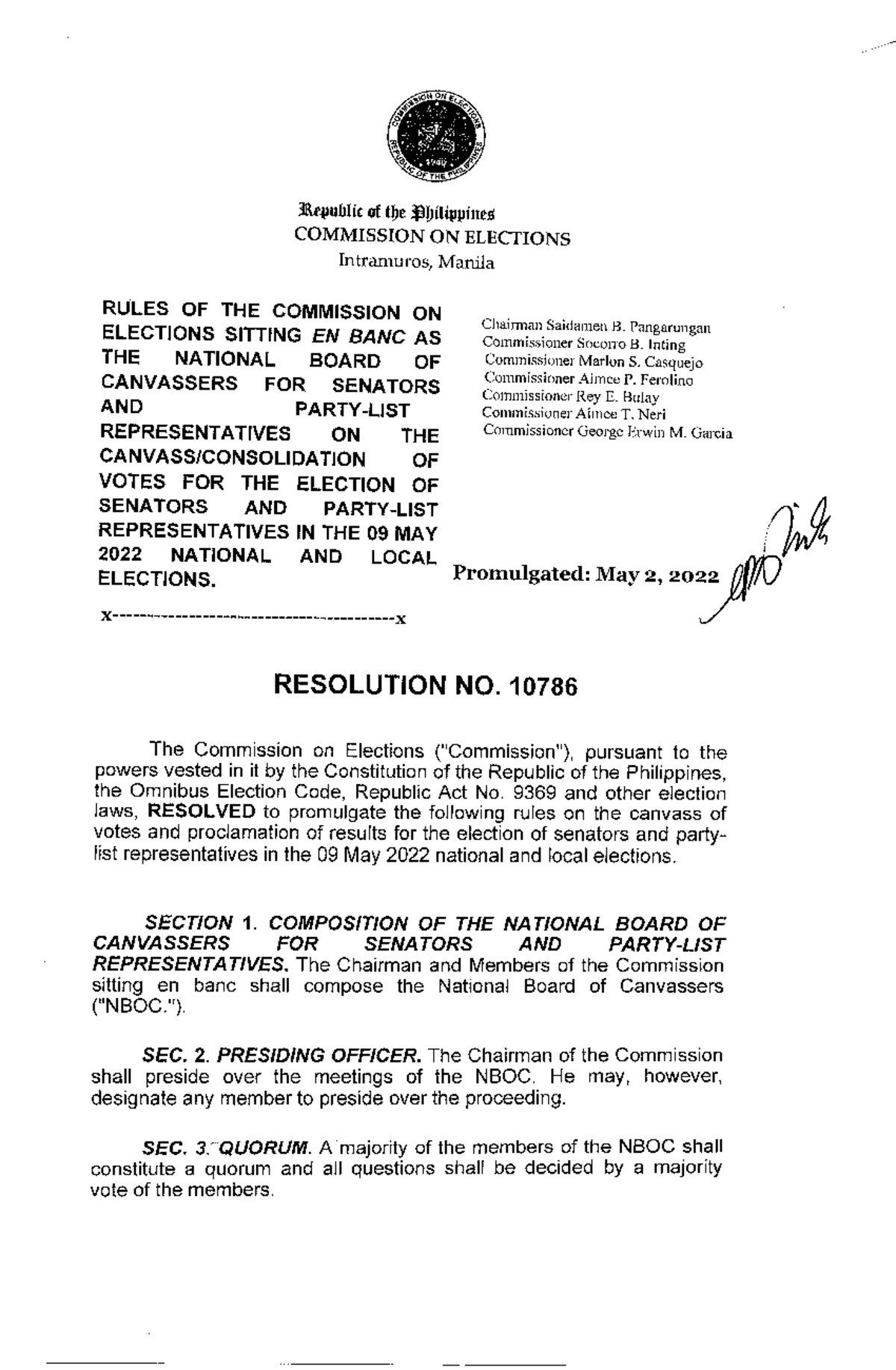 Com res 10786 - comelec - Communication Skilss - StuDocu