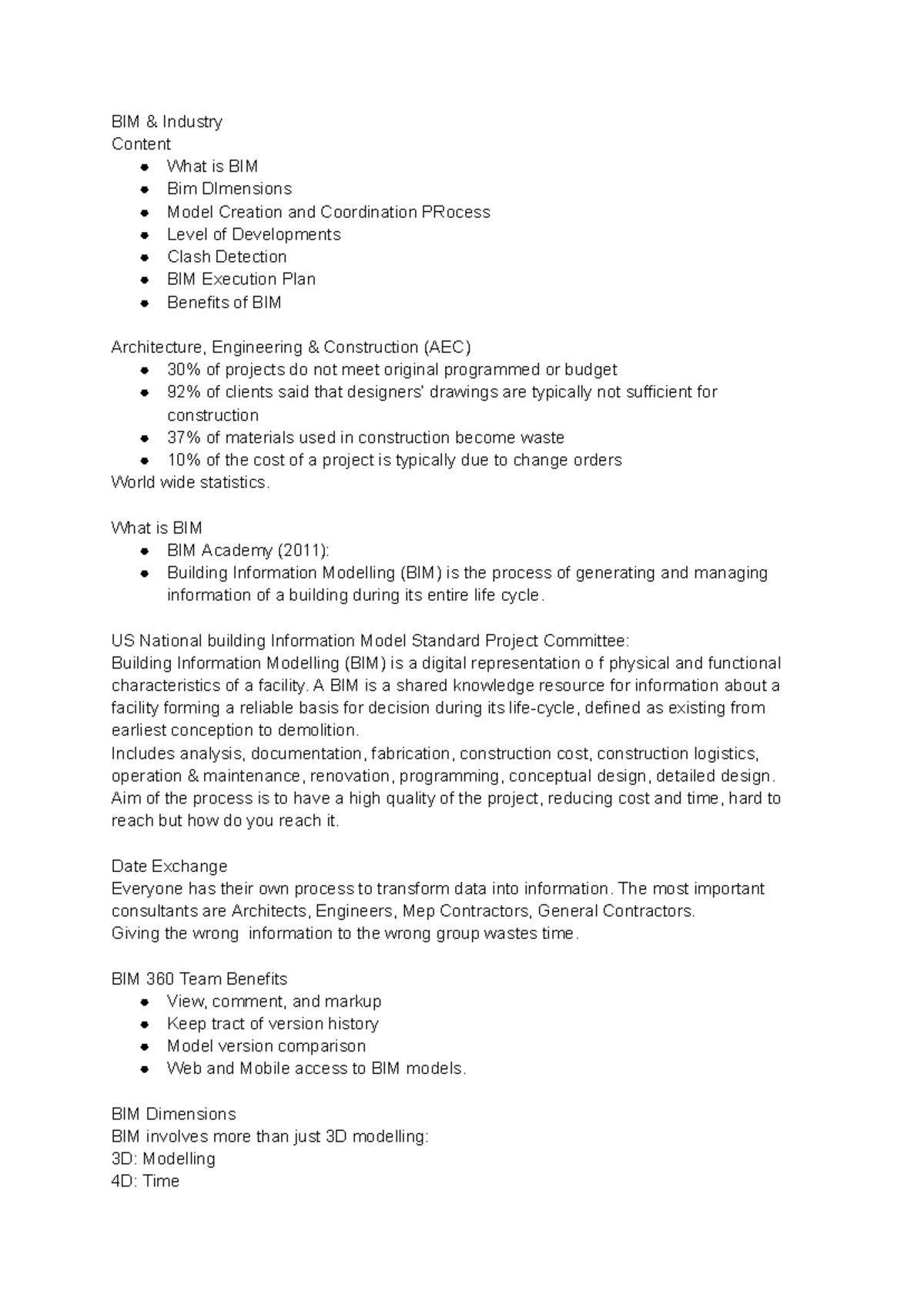 DDC1 Block Summary - BIM & Industry Content What is BIM Bim DImensions ...