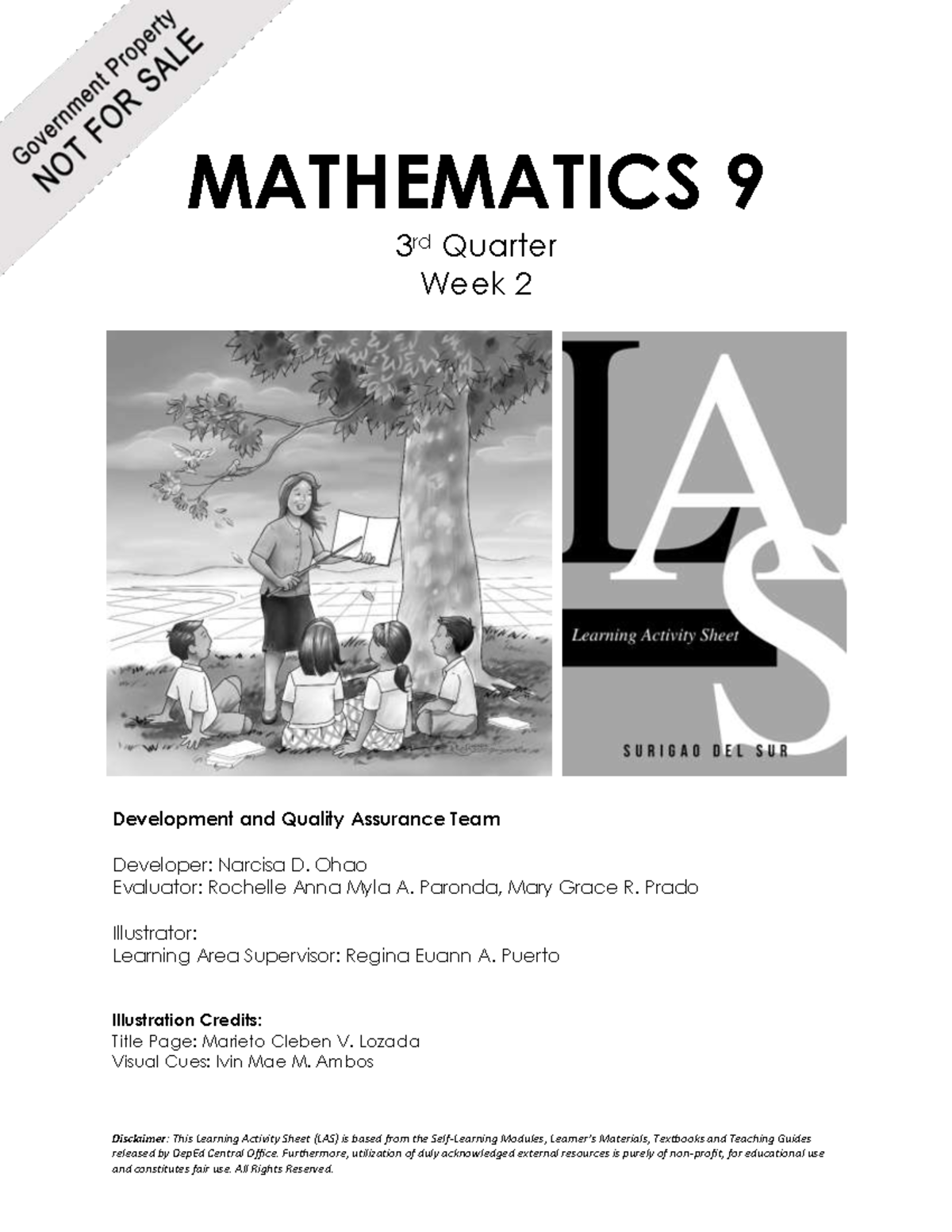 Mathematics 9 q3 week2 v4 - Disclaimer: This Learning Activity Sheet ...