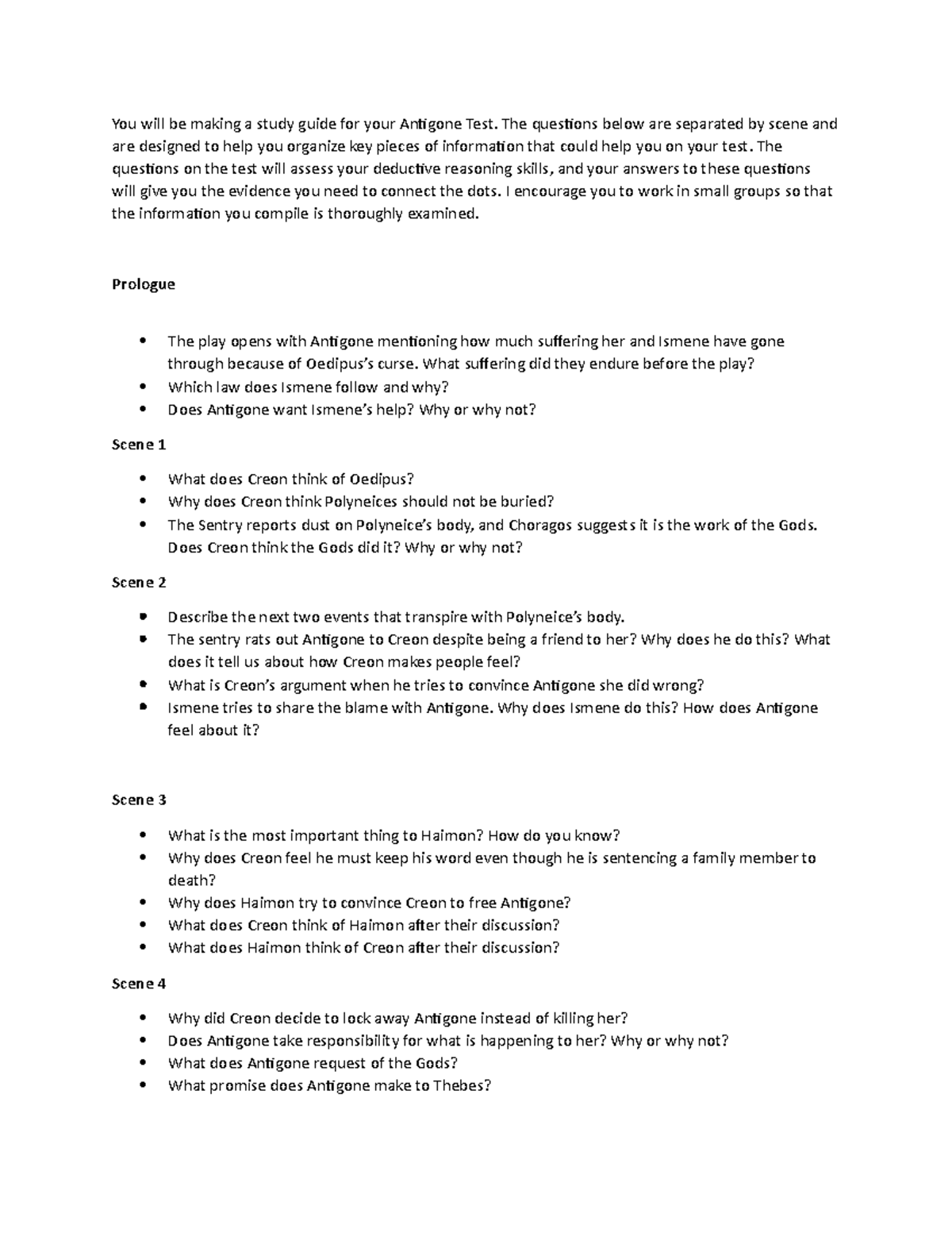 Antigone Study Guide - Lecture notes 2,6-7,8 - You will be making a ...