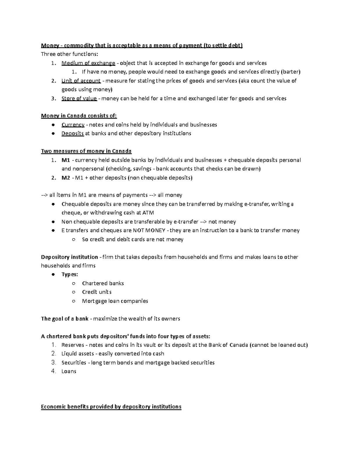 Macroeconomics Chapter 8 - Money - commodity that is acceptable as a ...