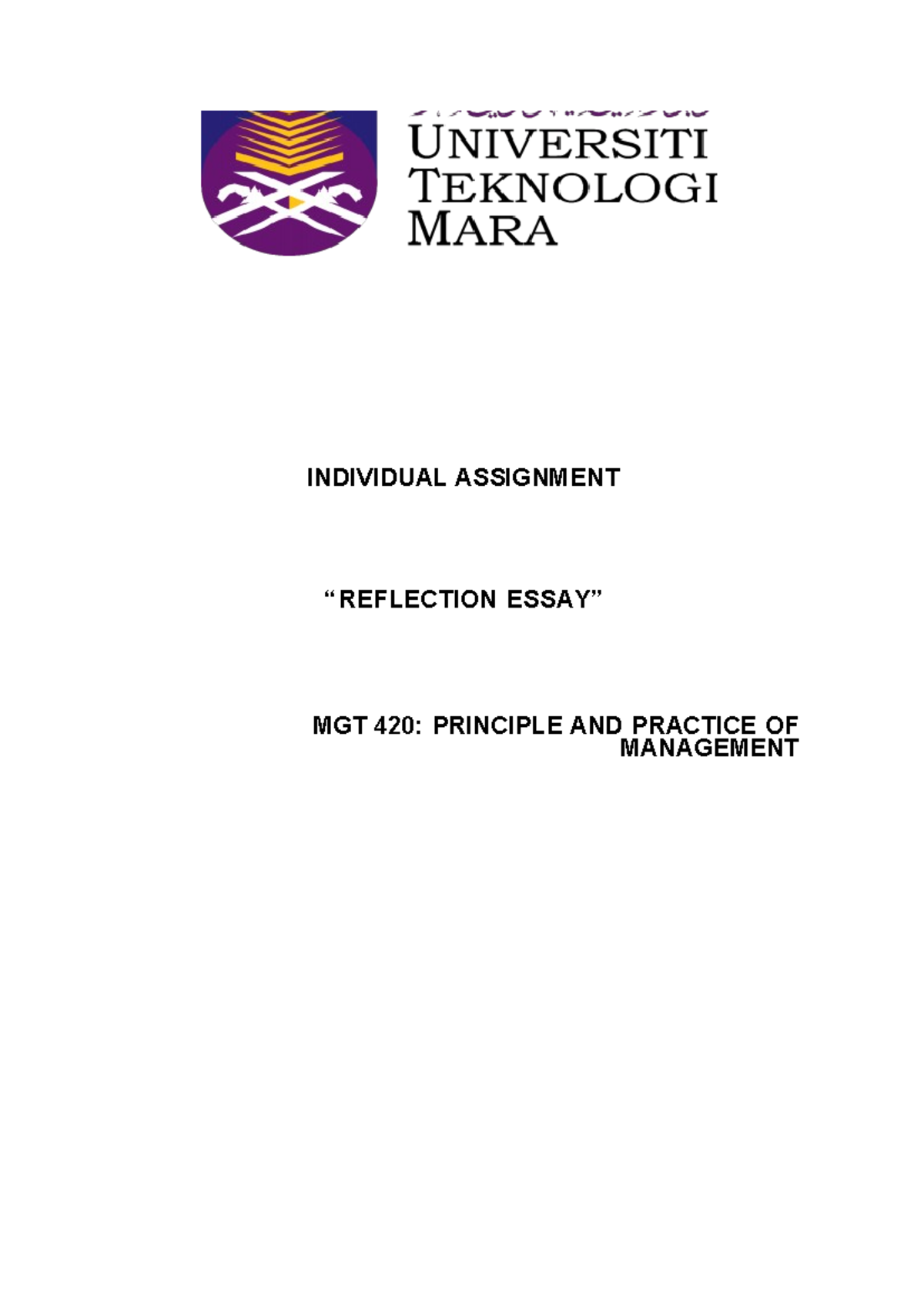 MGT420 BA2621B Individual Assignment - INDIVIDUAL ASSIGNMENT ...