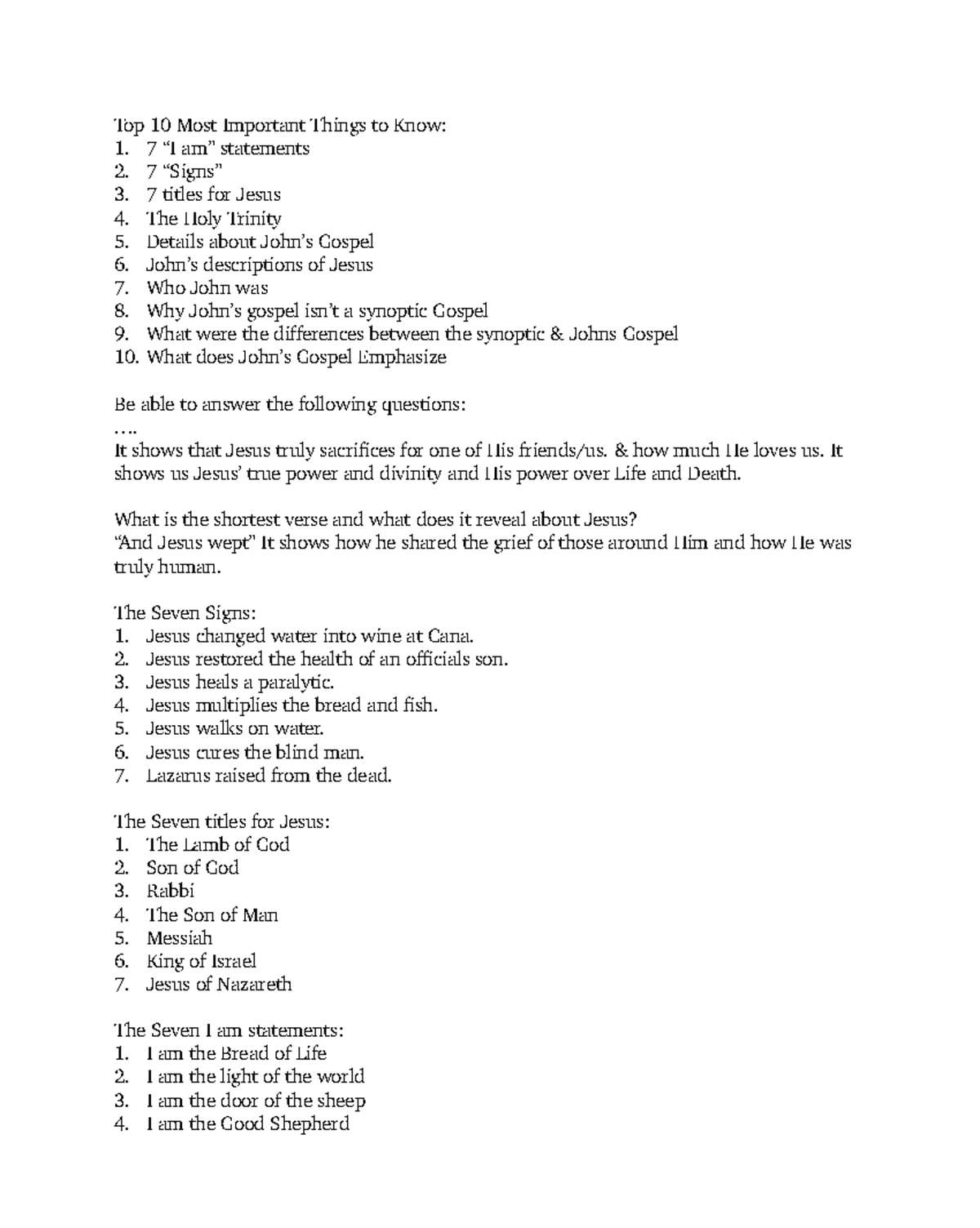 Religion study guide - Tgfufufgutf - Top 10 Most Important Things to ...