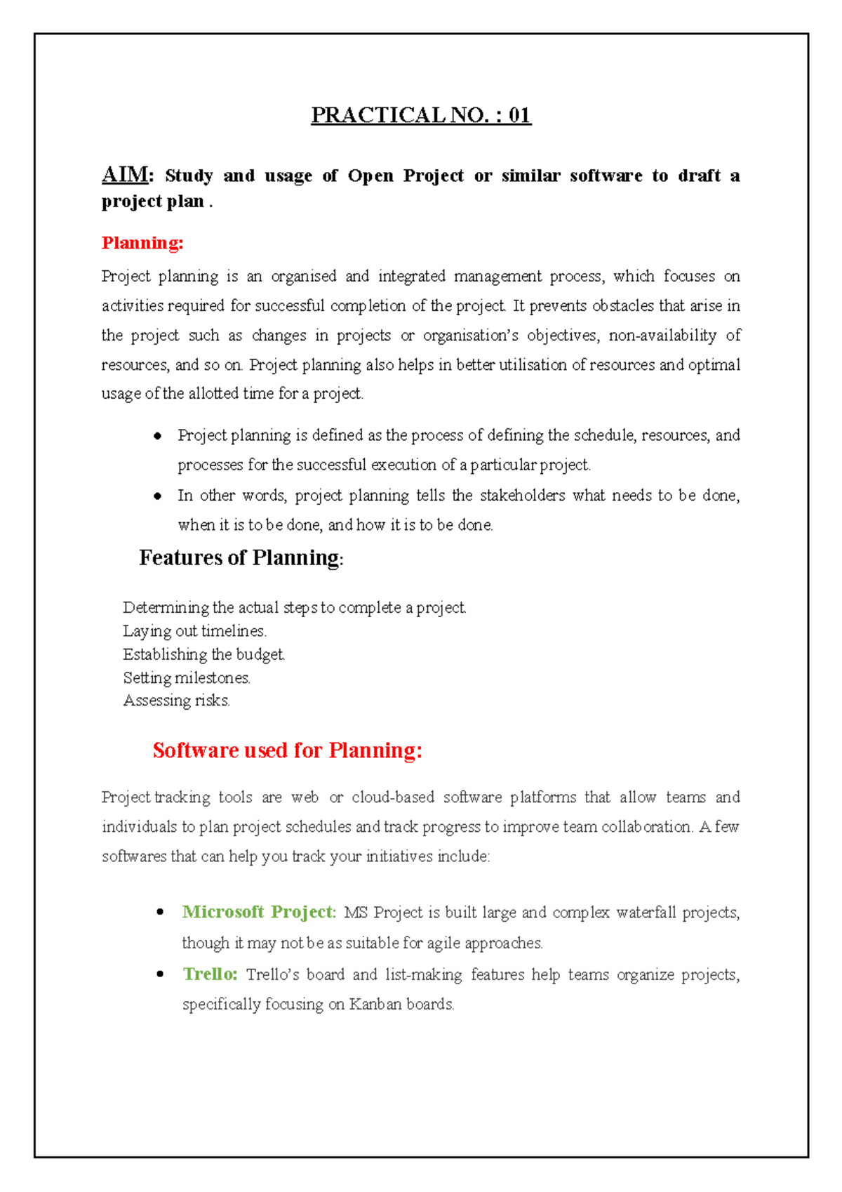 SE Practical File 75 - PRACTICAL NO. : 01 AIM: Study and usage of Open ...