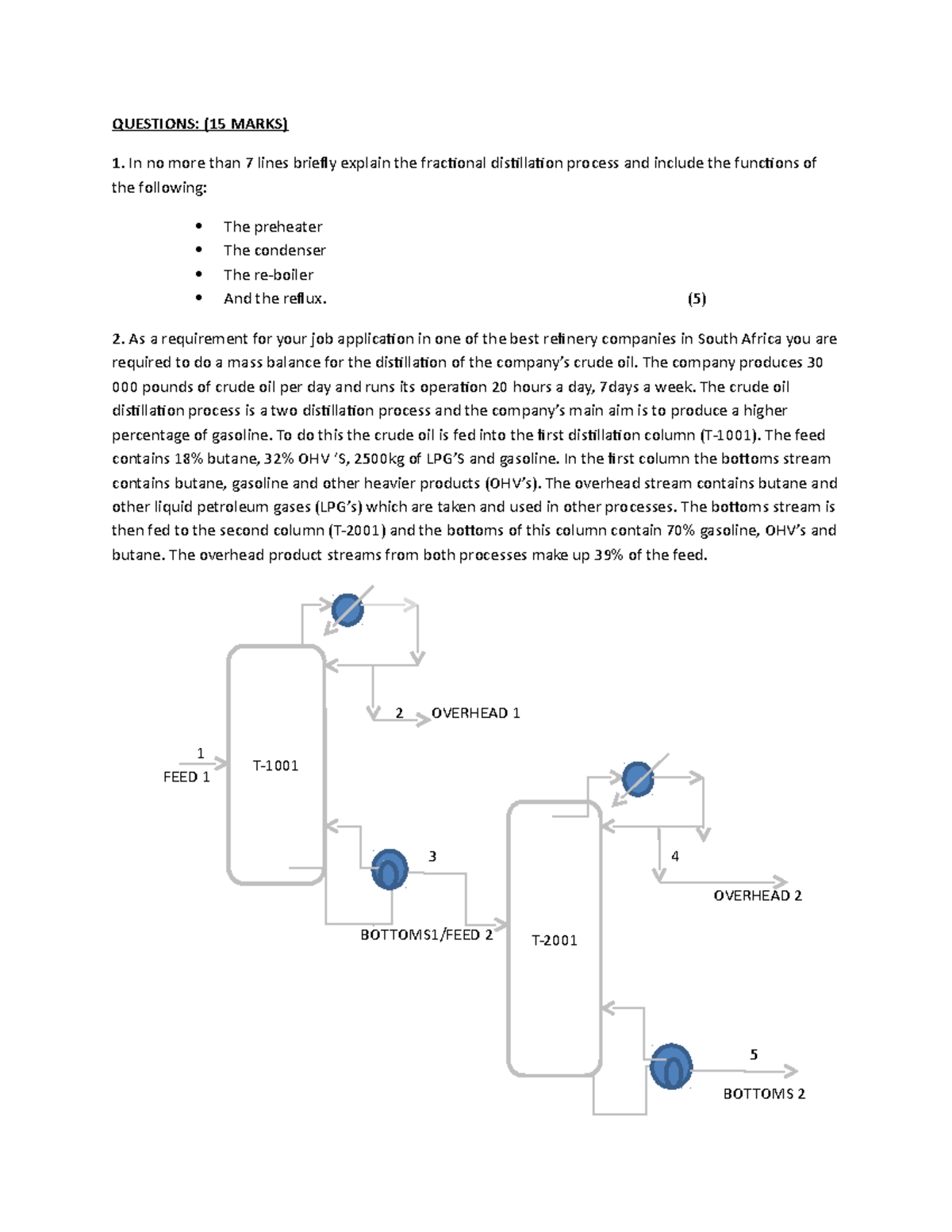 MB Distillation 5 - This document contains material balance questions ...