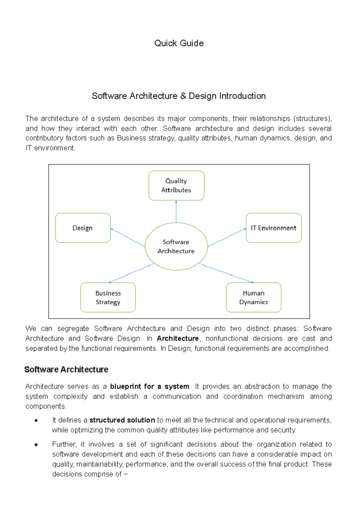 Software Architecture- reading task for students - Quick GuideQuick ...