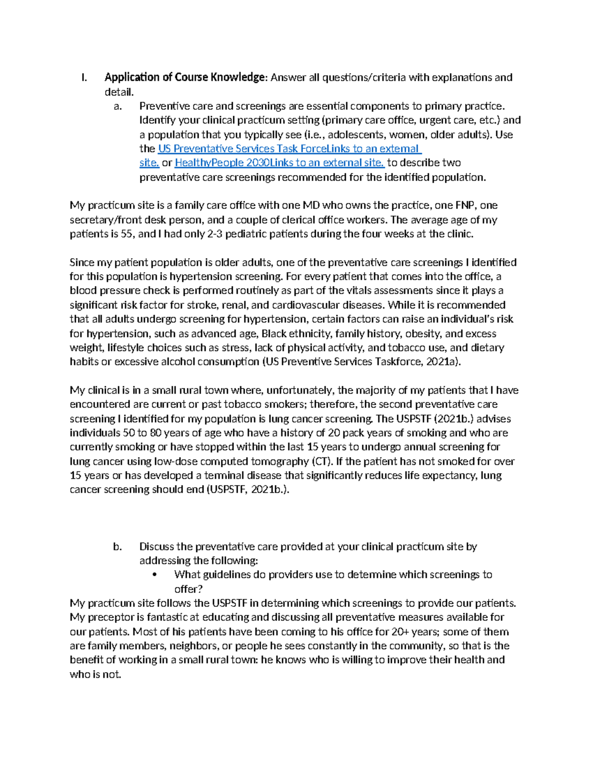 Week 5 discussion - I. Application of Course Knowledge: Answer all ...