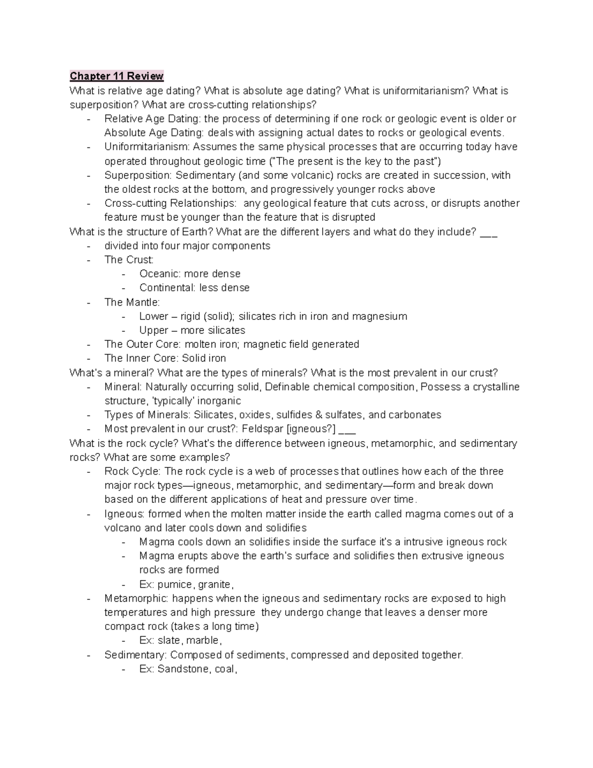 Geog 103 Ch 11 - Study Exam Notes for Chapter 11 (The Dynamic Planet ...