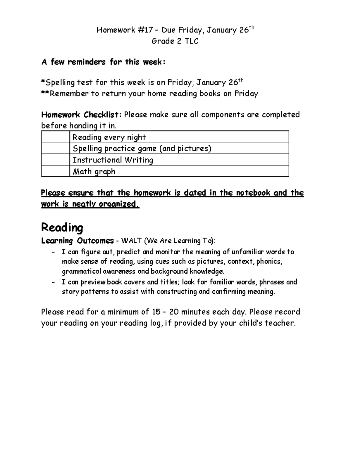 Week 17 Homework - . Good - Homework # 17 – Due Friday, January 26 th ...