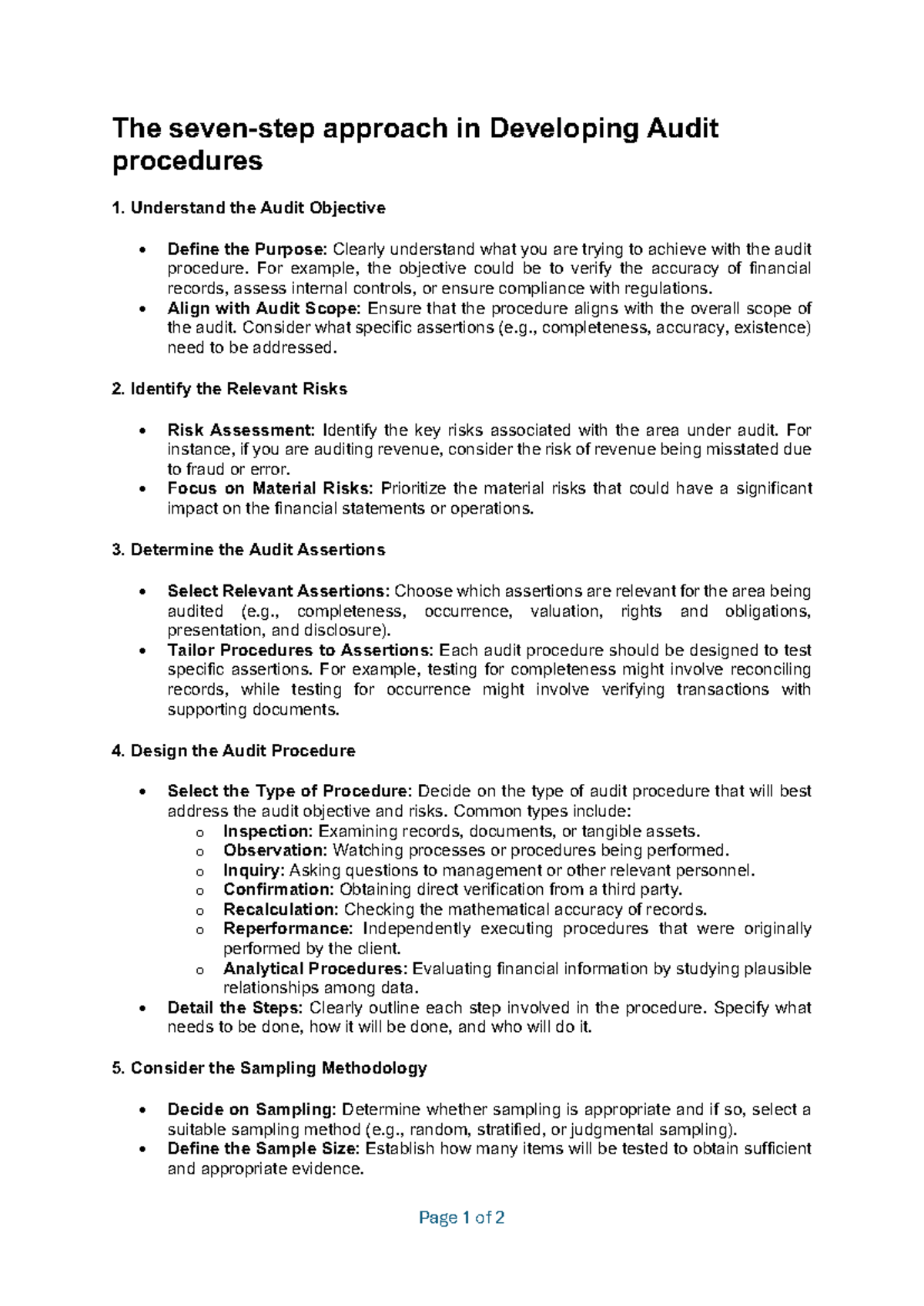 Seven step approach for procedure - Page 1 of 2 The seven-step approach ...