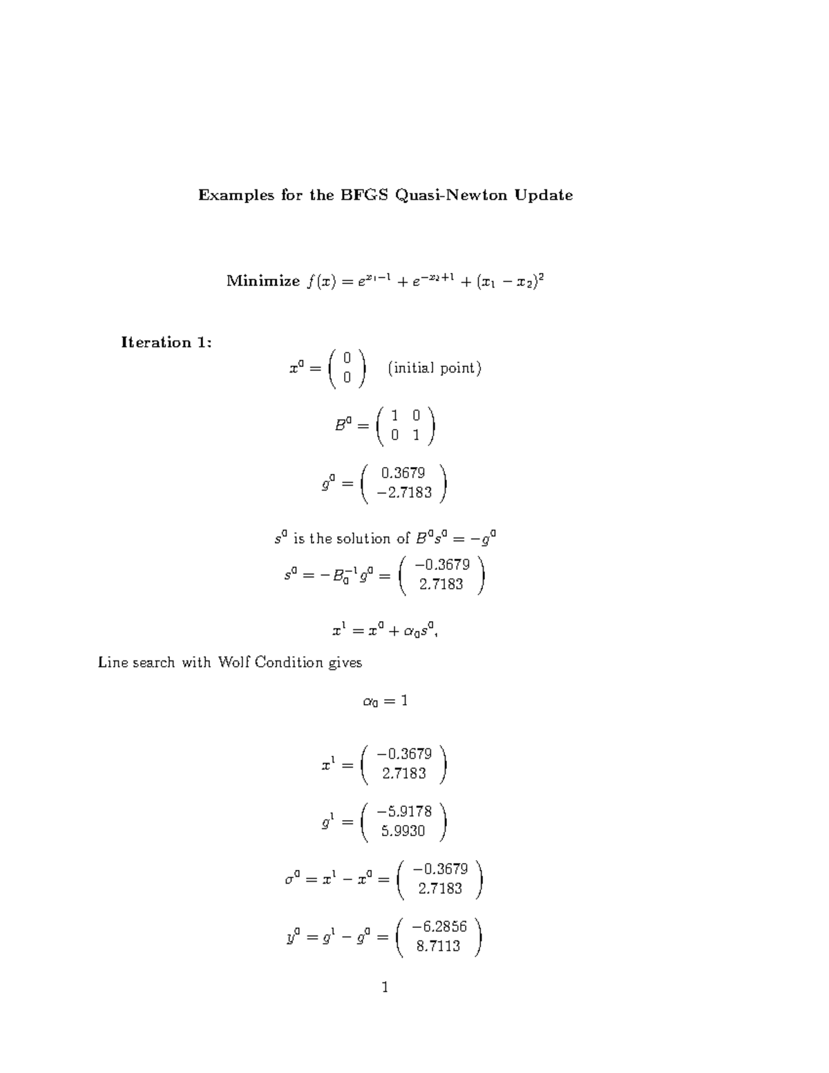 BFGS - BFGS iterations step by step example - Examples for the BFGS ...