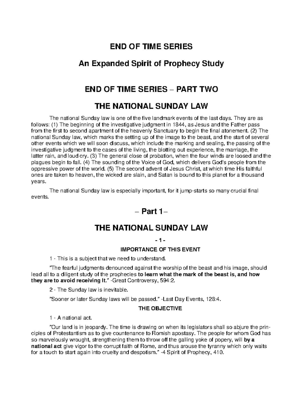 End Time 2 - END OF TIME SERIES An Expanded Spirit of Prophecy Study ...