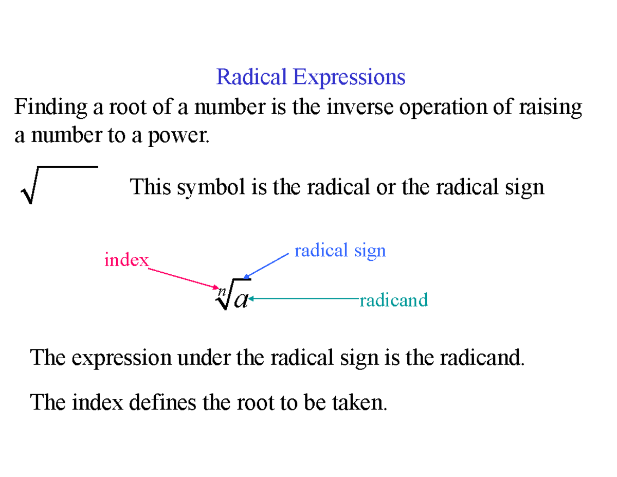 Radical Expressions - urfjkndsvm,c xjkrd - Radical Expressions Finding ...