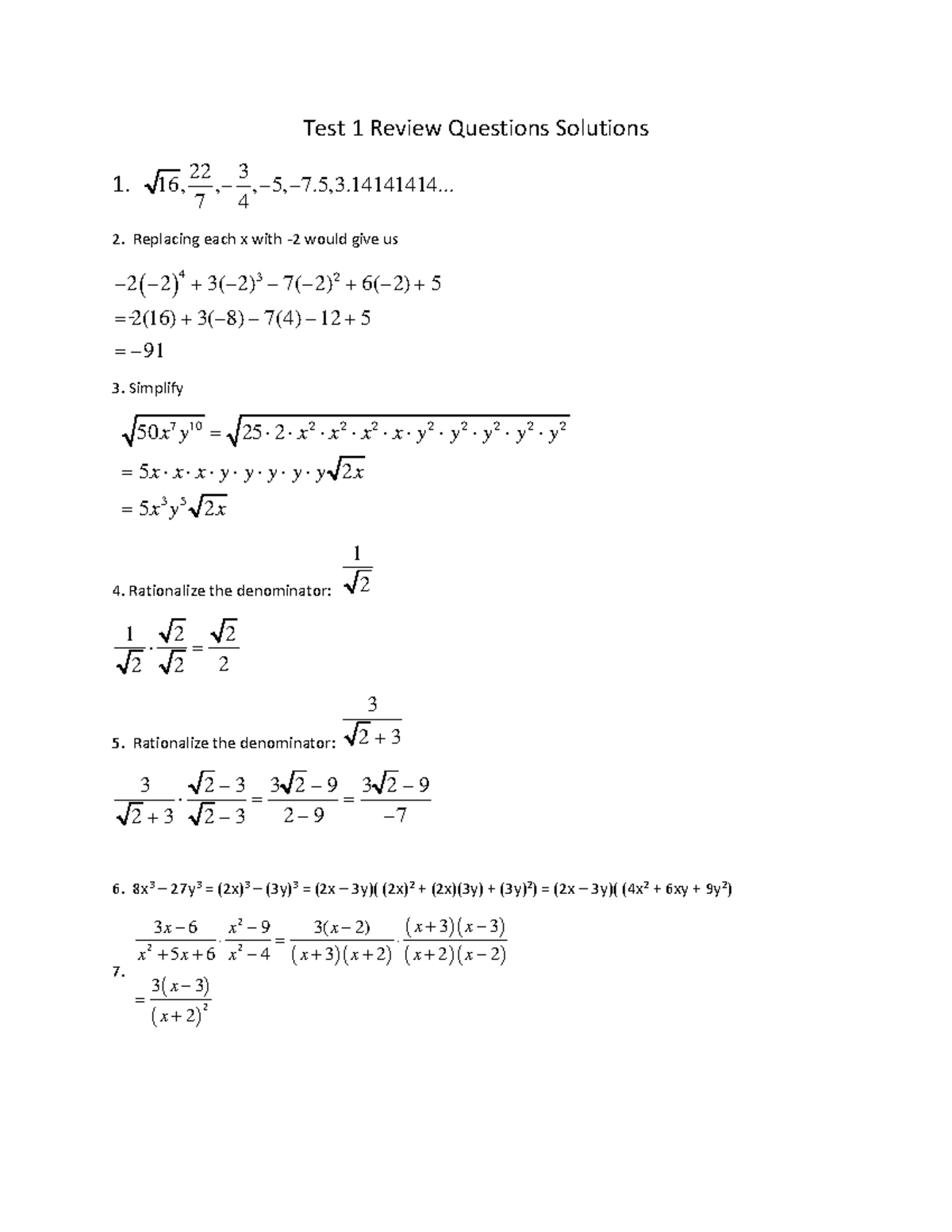 Test 1 Autumn 2019, questions and answers - Test 1 Review Questions ...
