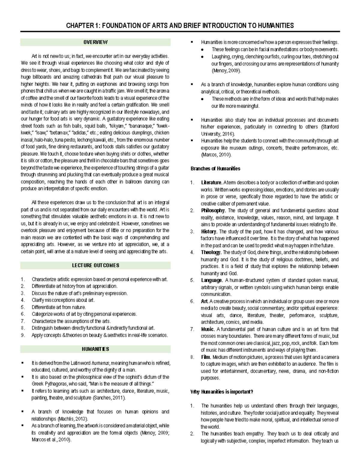 1 Foundation of Art and Brief Introduction to Humanities - CHAPTER 1 ...