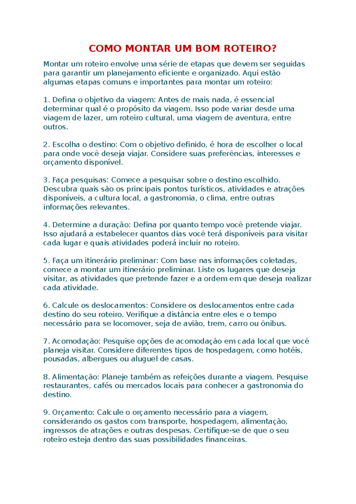Roteiro - INSTRUÇÕES - COMO MONTAR UM BOM ROTEIRO? Montar um roteiro ...