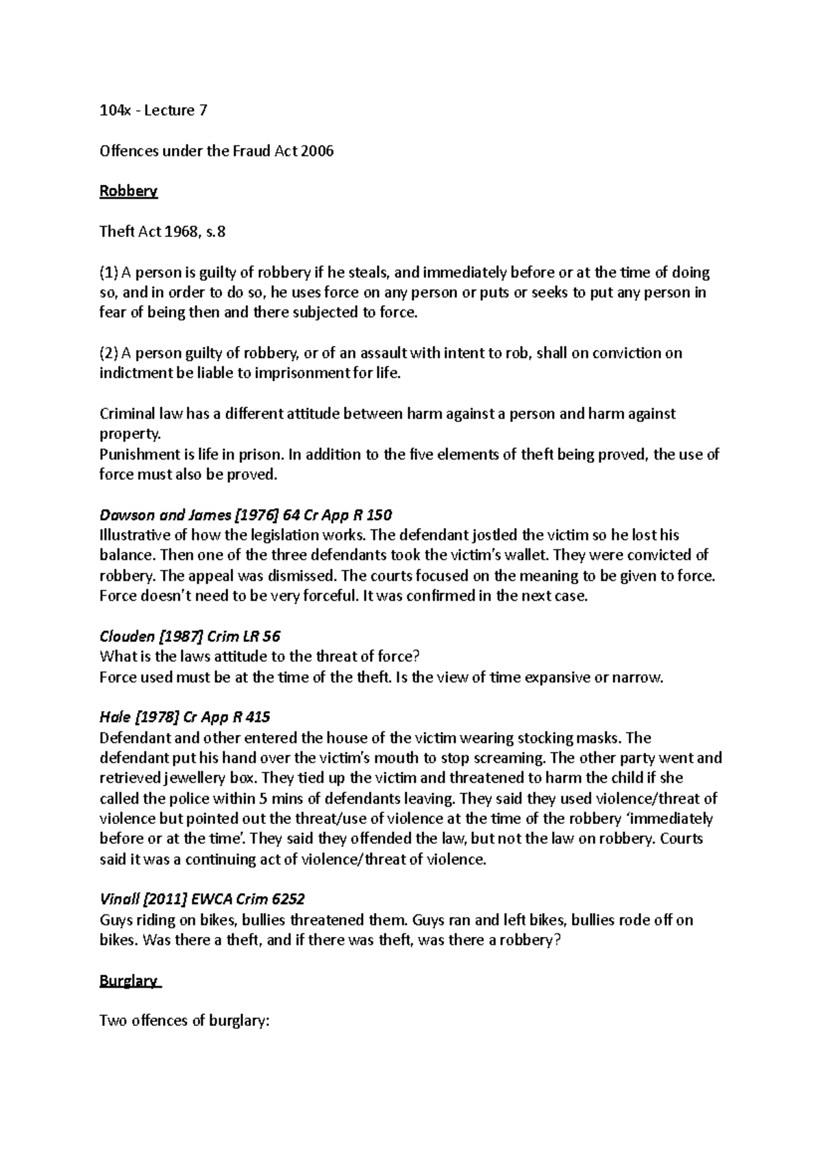 104x - lecture 7 &8 - OAP - 104x - Lecture 7 Offences under the Fraud ...