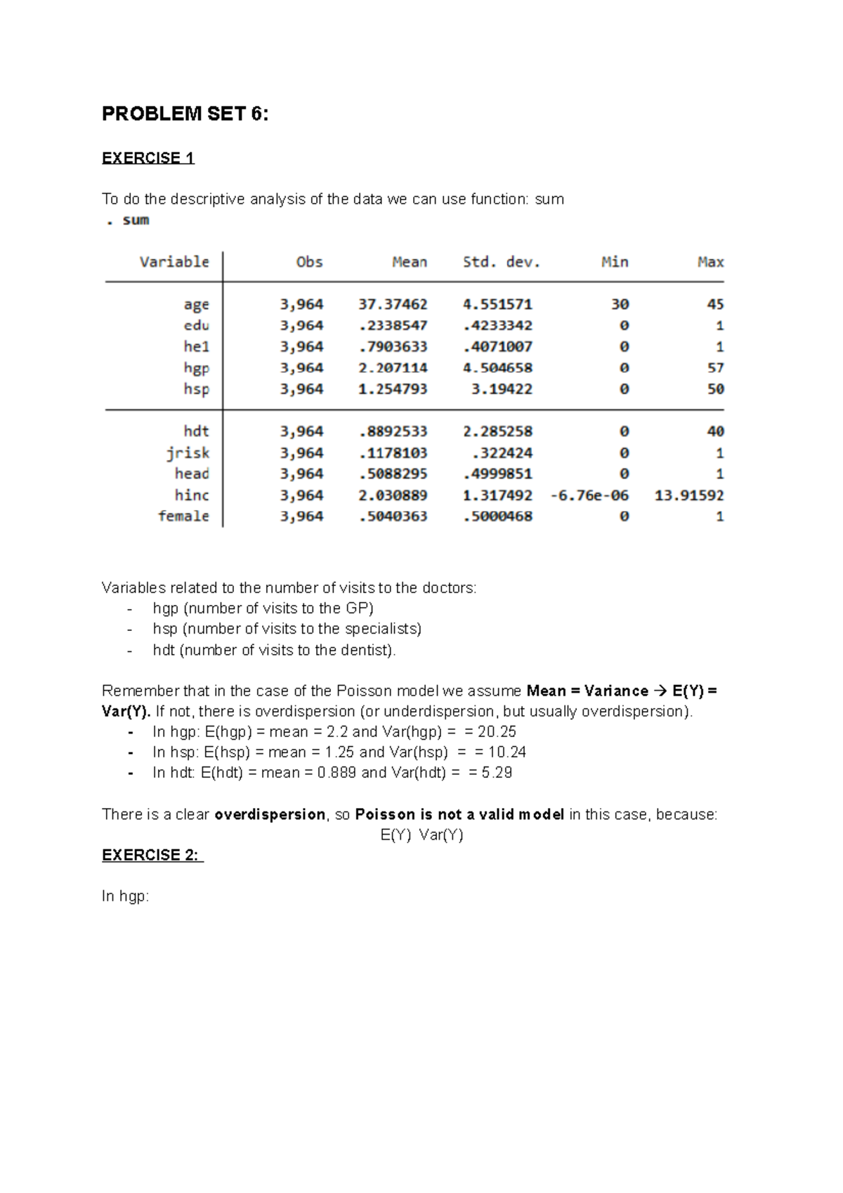 Problem set 6 Econometria III Universitat pompeu fabra - UPF - Studocu