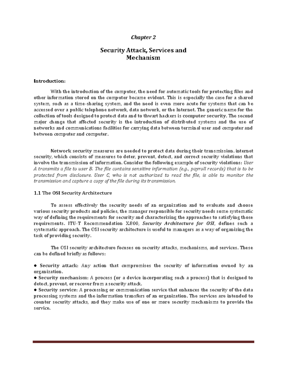 Chapter-2 - good for use - Chapter 2 Security Attack, Services and Mechanism Introduction: With ...