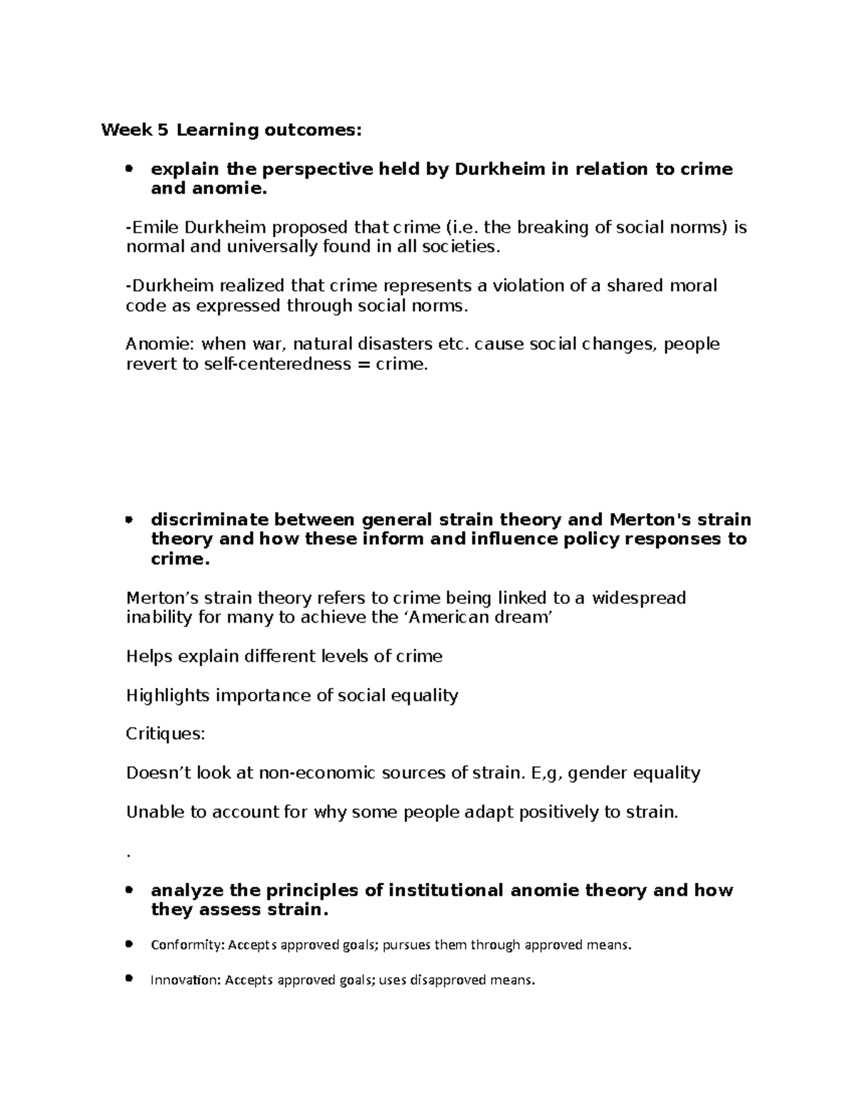 Week 5 and 6 Learning outcomes - Week 5 Learning outcomes: explain the ...