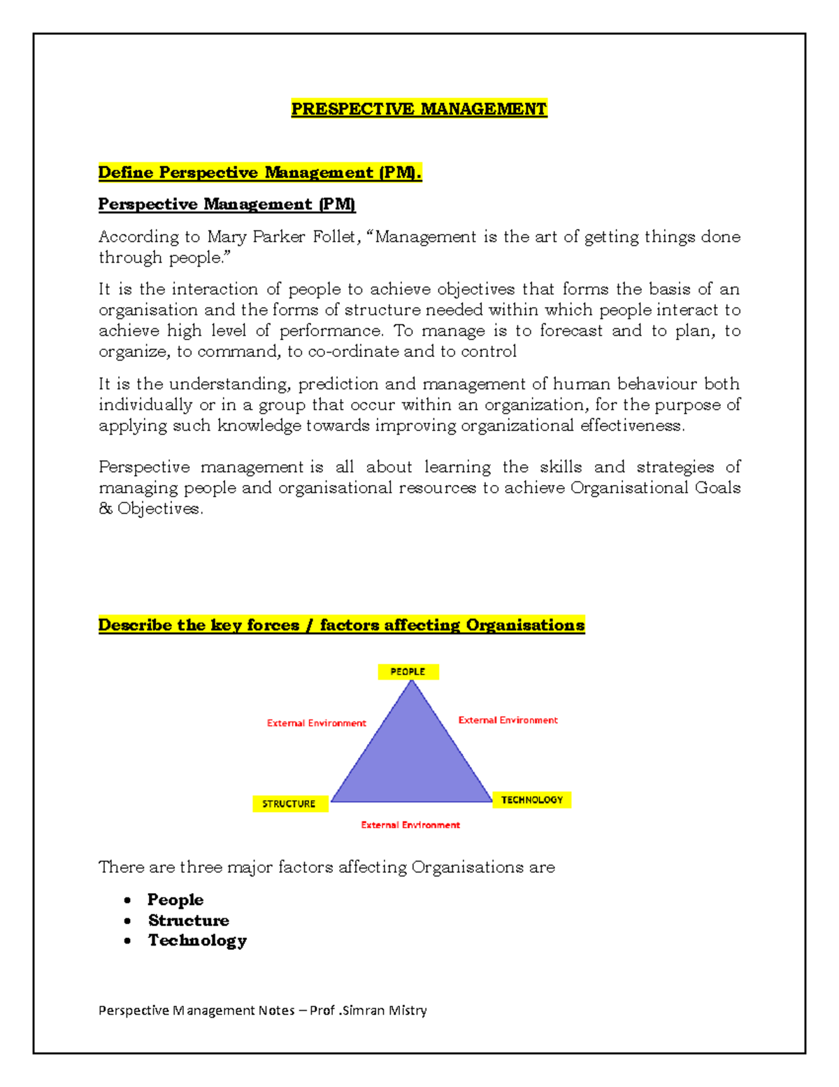 Notes 1-Introduction to Perspective Management - PRESPECTIVE MANAGEMENT ...