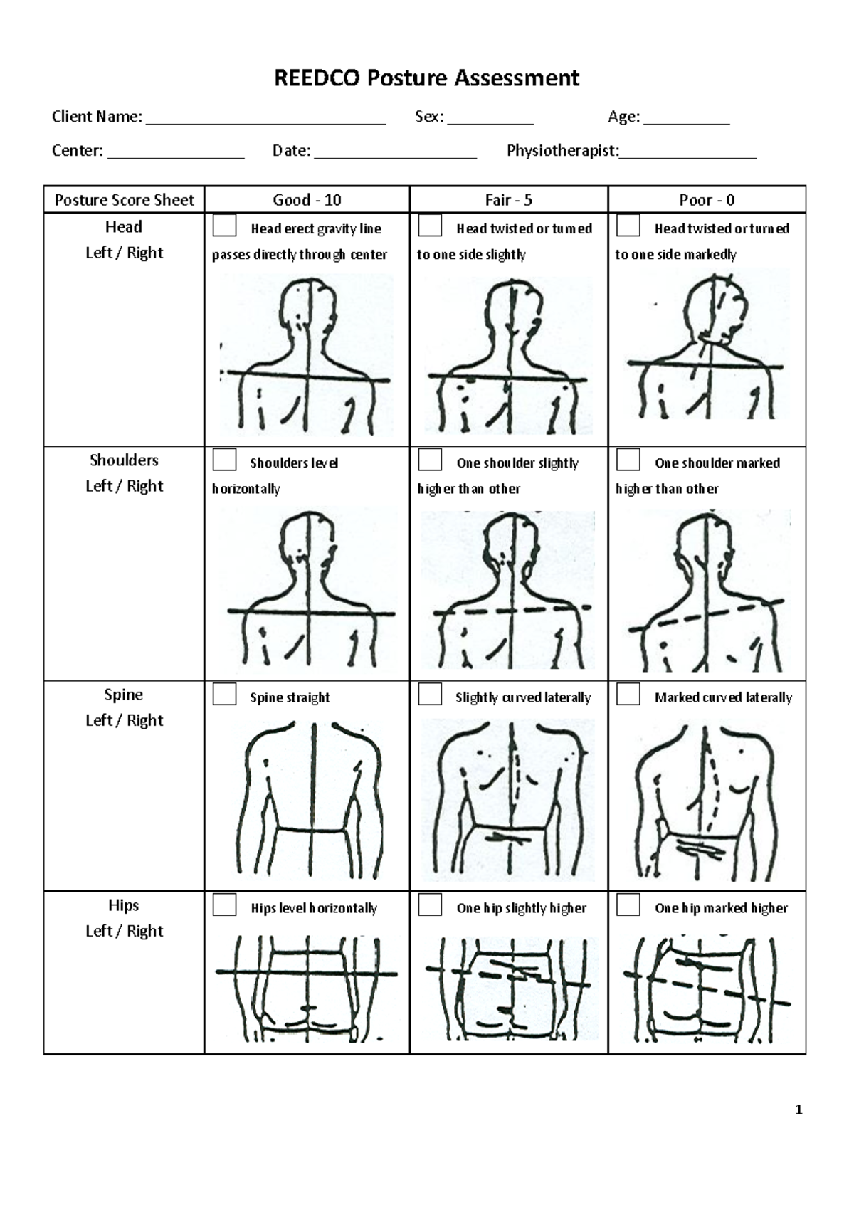 Posture assessment form - 1 REEDCO Posture Assessment Client Name