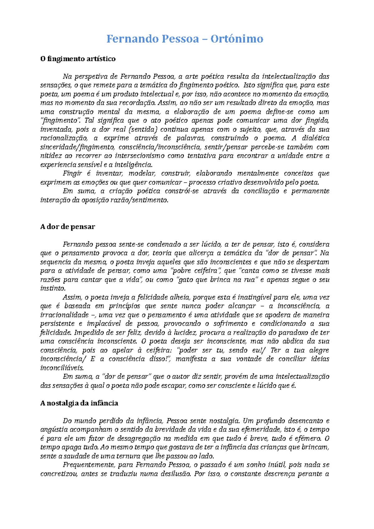 Fernando pessoa ortonimo e heteronimos resumo - Língua Portuguesa ...