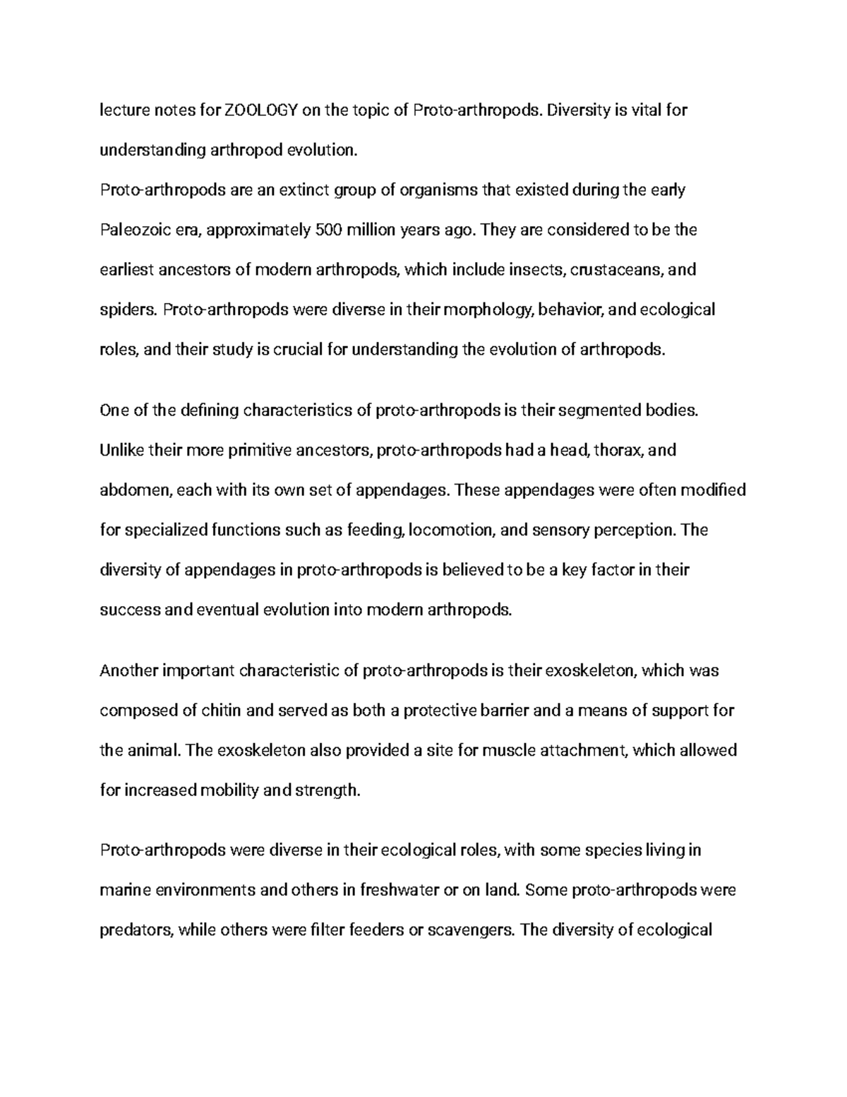 Lecture notes for Zoology on the topic of Proto-arthropods - lecture ...