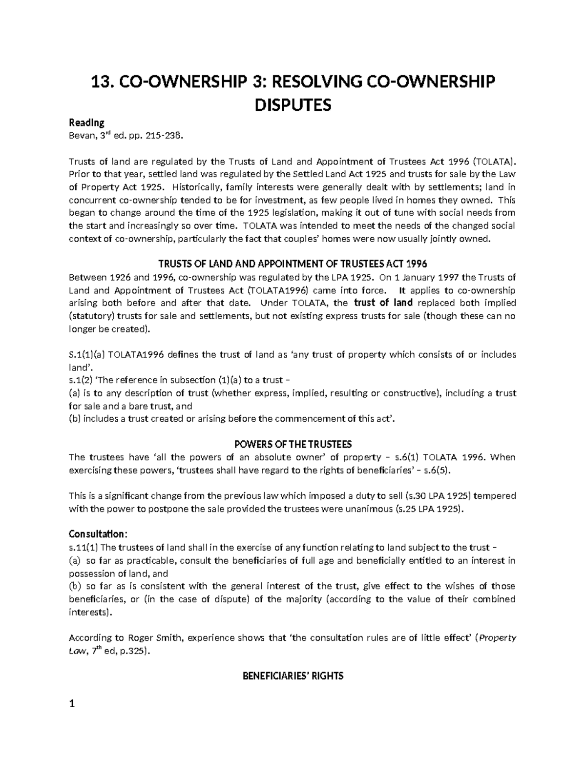 Land13Coown 322 - .... - 13. CO-OWNERSHIP 3: RESOLVING CO-OWNERSHIP ...