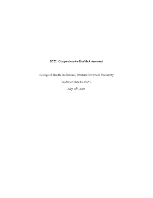 D222 Smart Goals - Notes - D222. Comprehensive Health Assessment ...