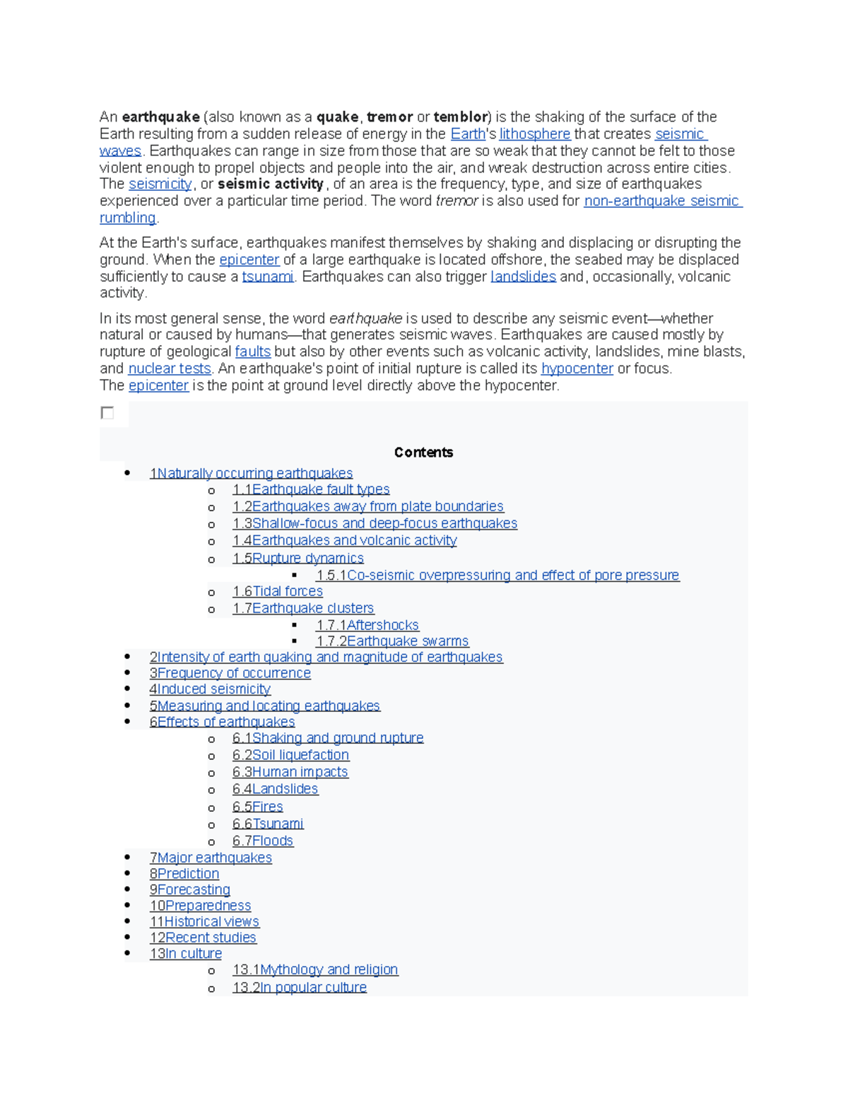 Rapture Dynamics AND Geographic Earthquakes - An earthquake (also known ...