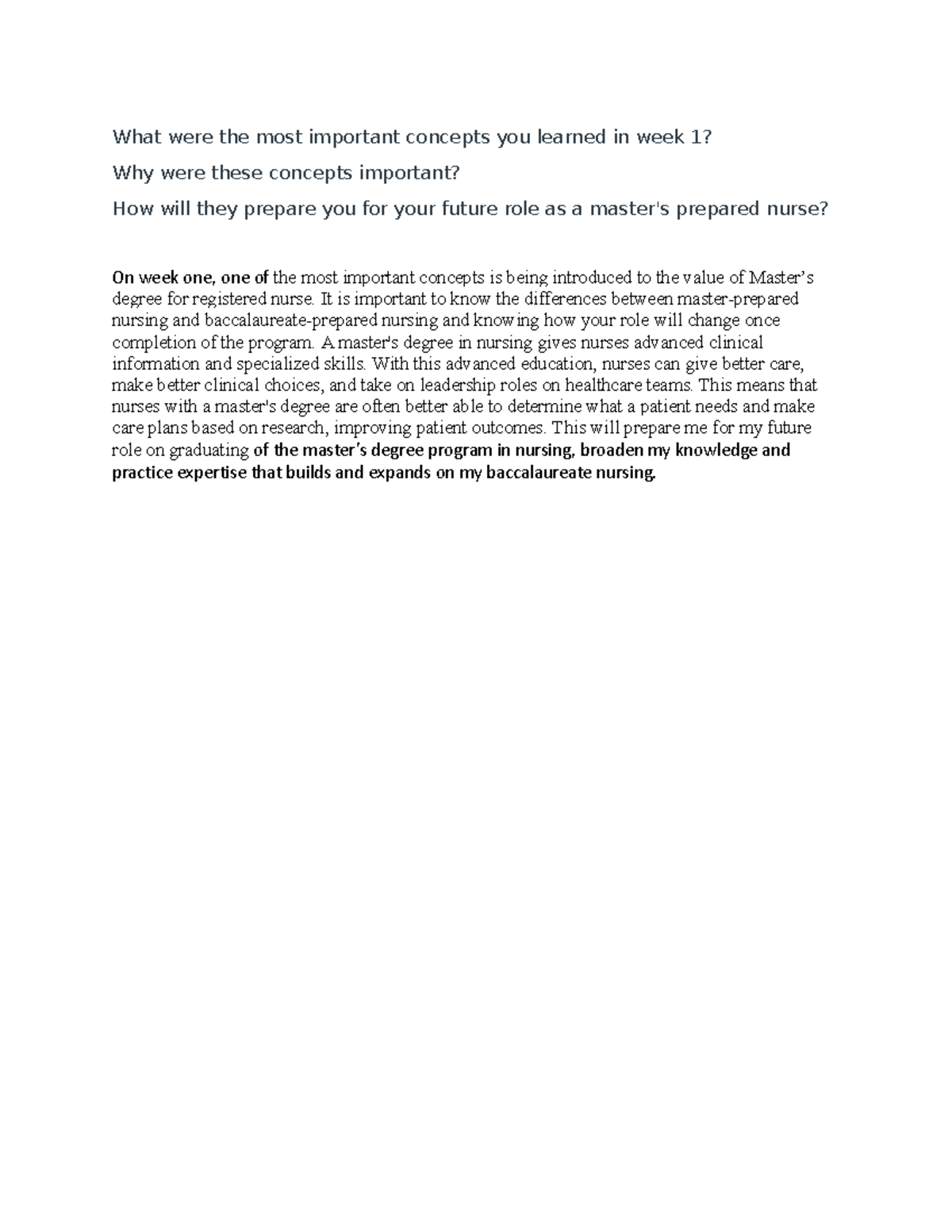 Reflection week 1 - What were the most important concepts you learned in week 1? Why were these ...