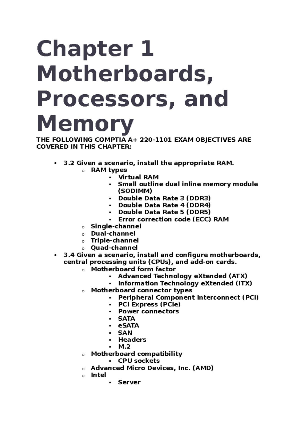 Chapter 1 - Chapter 1 Motherboards, Processors, and Memory THE ...