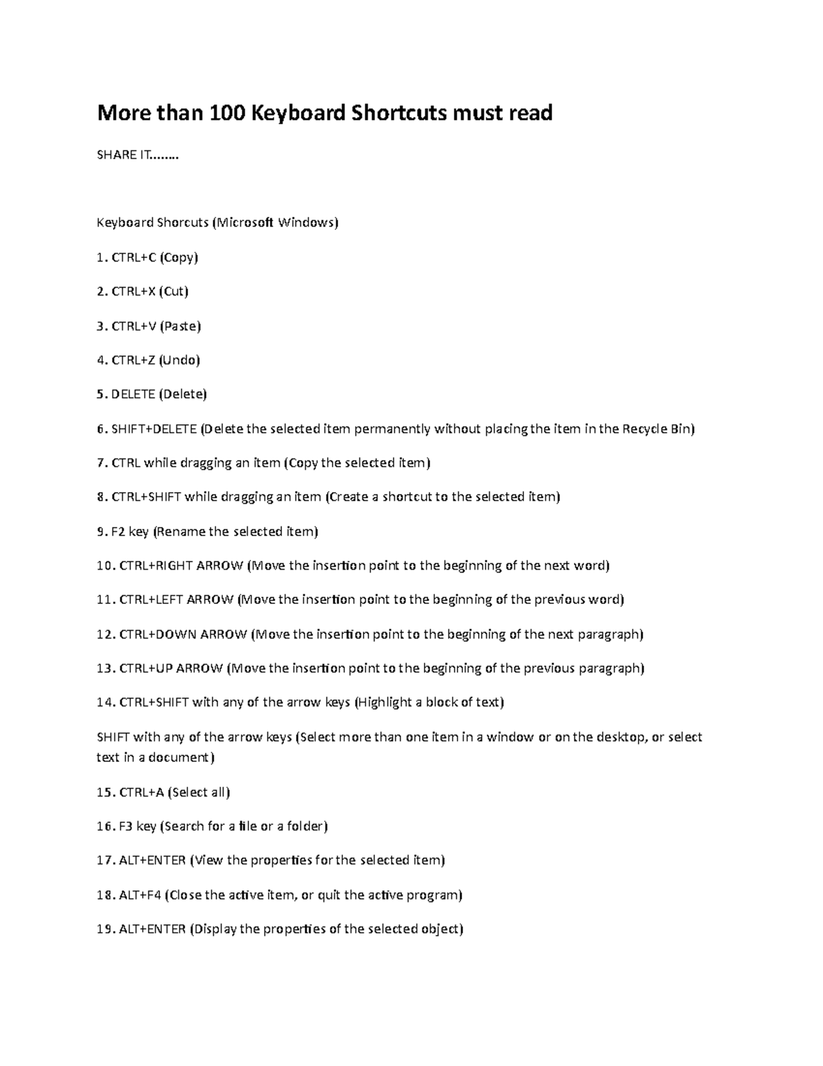 More than 100 Keyboard Shortcuts must read - ....... Keyboard Shorcuts ...