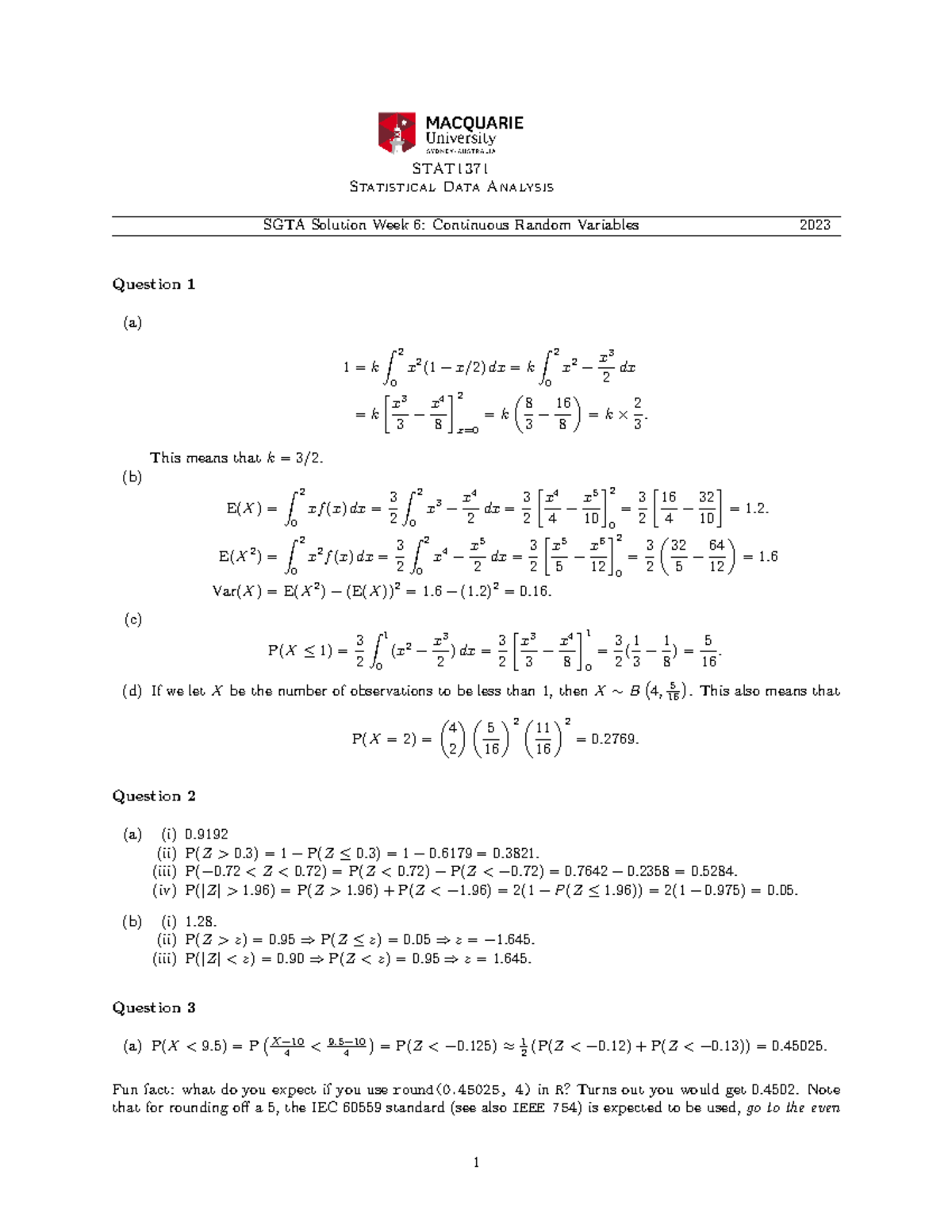 Wk 4 tut solutions - STAT Statistical Data Analysis SGTA Solution Week ...