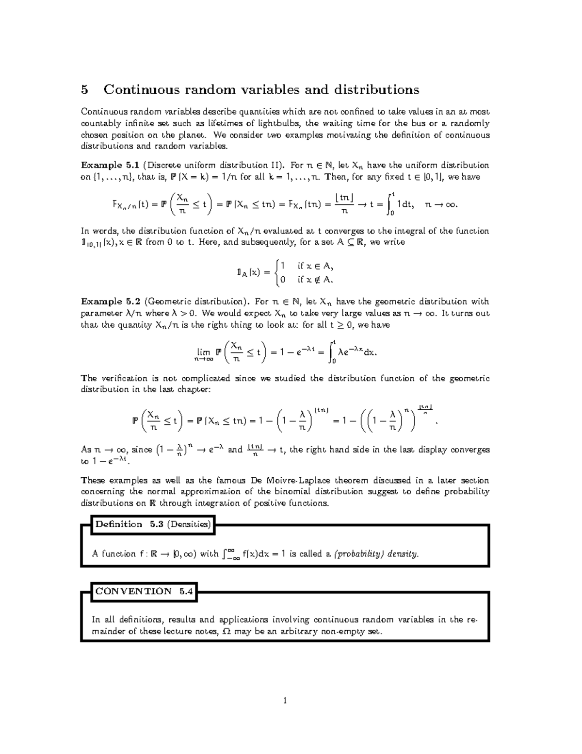 Continuous random variables and distributions - 5 Continuous random variables and distributions ...