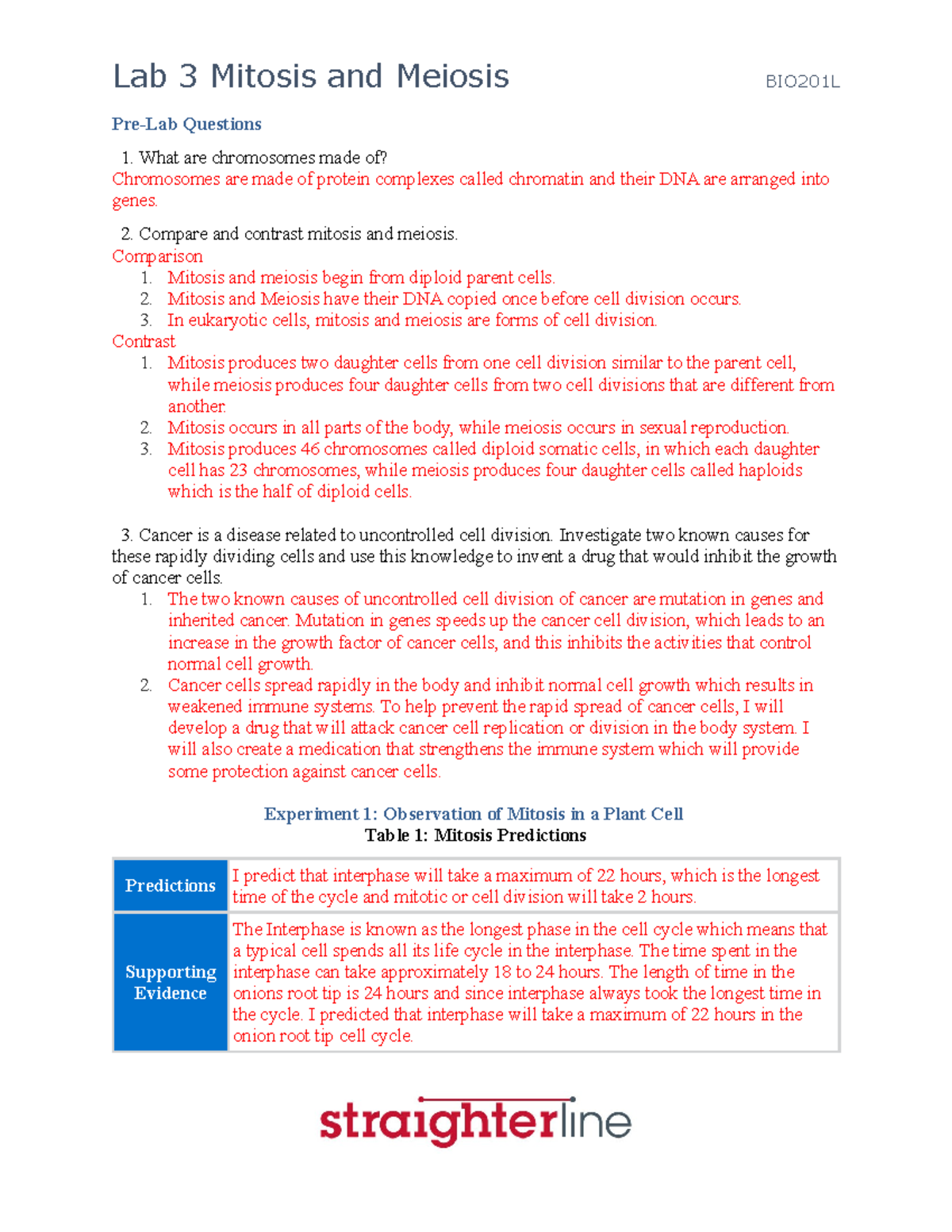 Straighterline A&P 1 Lab 3 - Pre-Lab Questions ”1. What are chromosomes ...