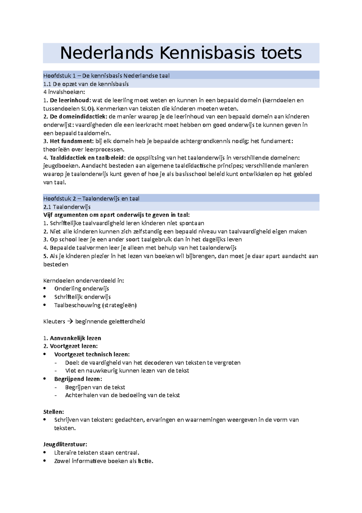 Nederlands Kennisbasis toets - Nederlands Kennisbasis toets Hoofdstuk 1 ...