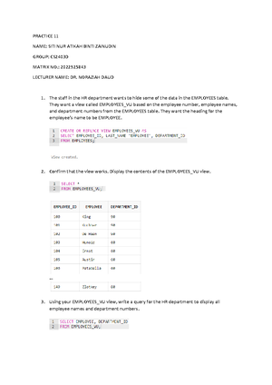 database programming - Midterm Exam Database Programming With SQL ...