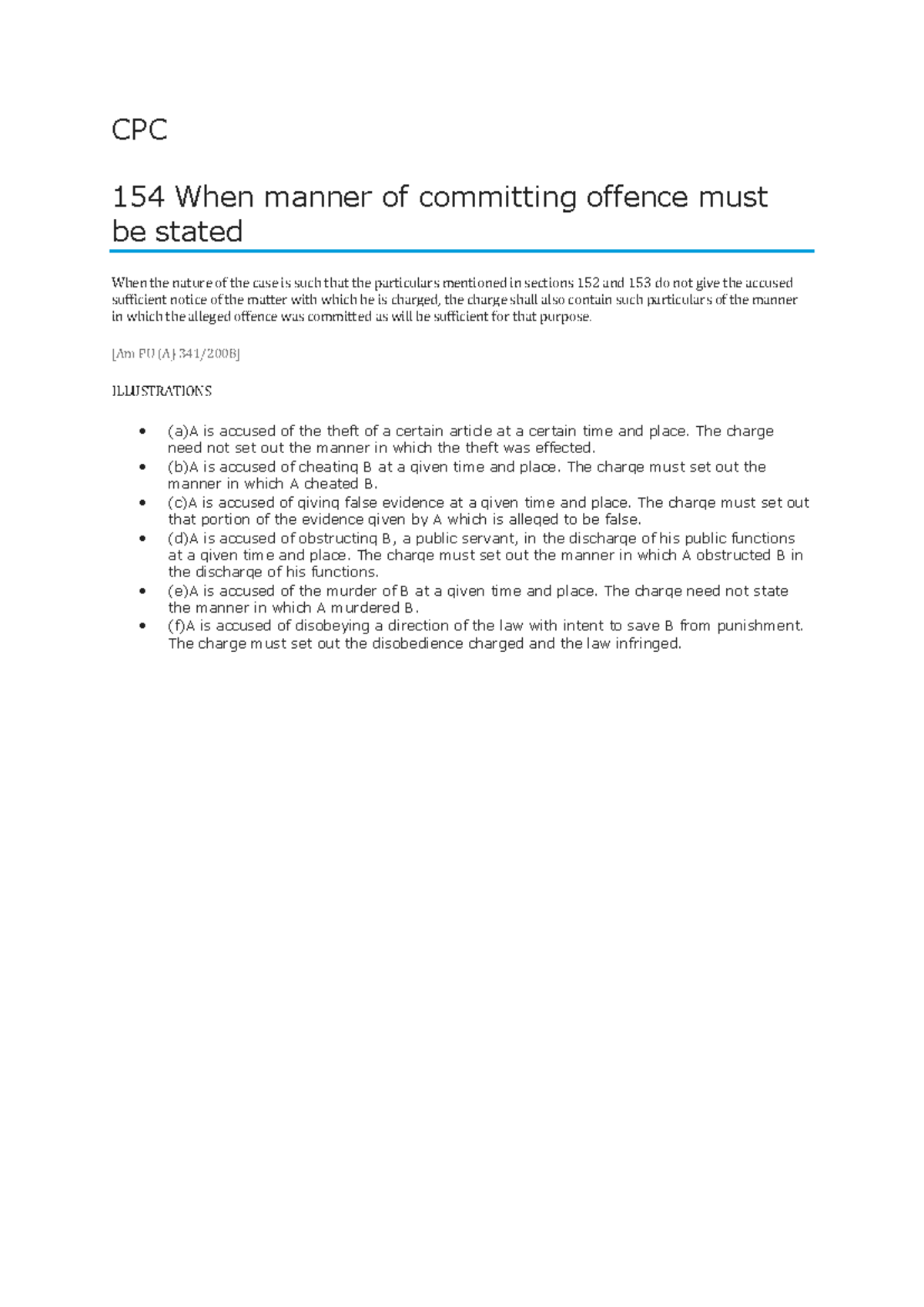 CPC Section 154 - BAC - CPC 1 54 When manner of committing offence must ...